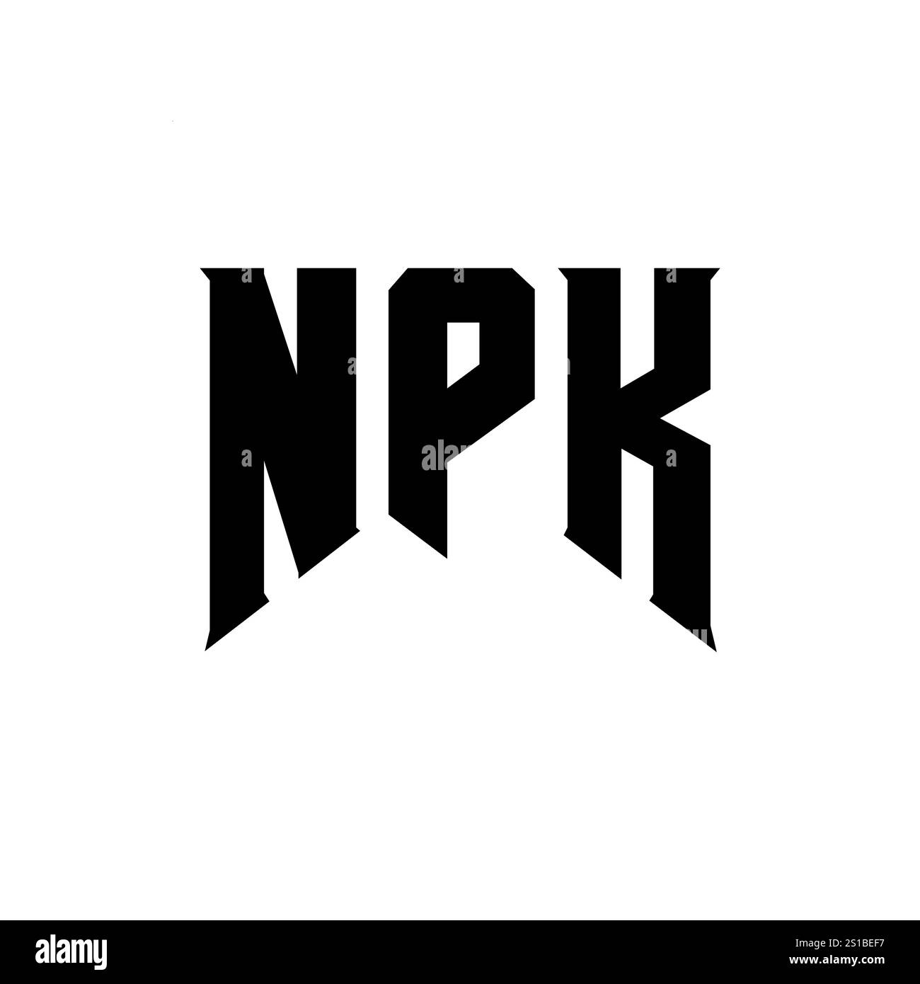 NPK-Letter-Logo für Technologieunternehmen. Schwarz-weiße ...