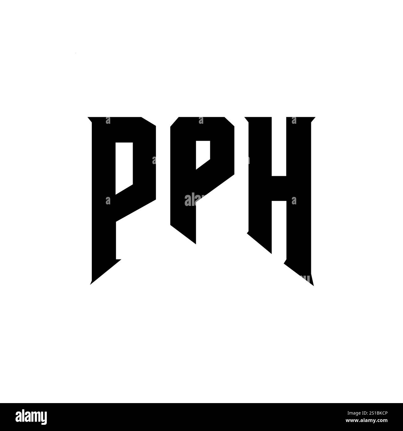 PPH-Letter-Logo für Technologieunternehmen. Schwarz-weiße ...
