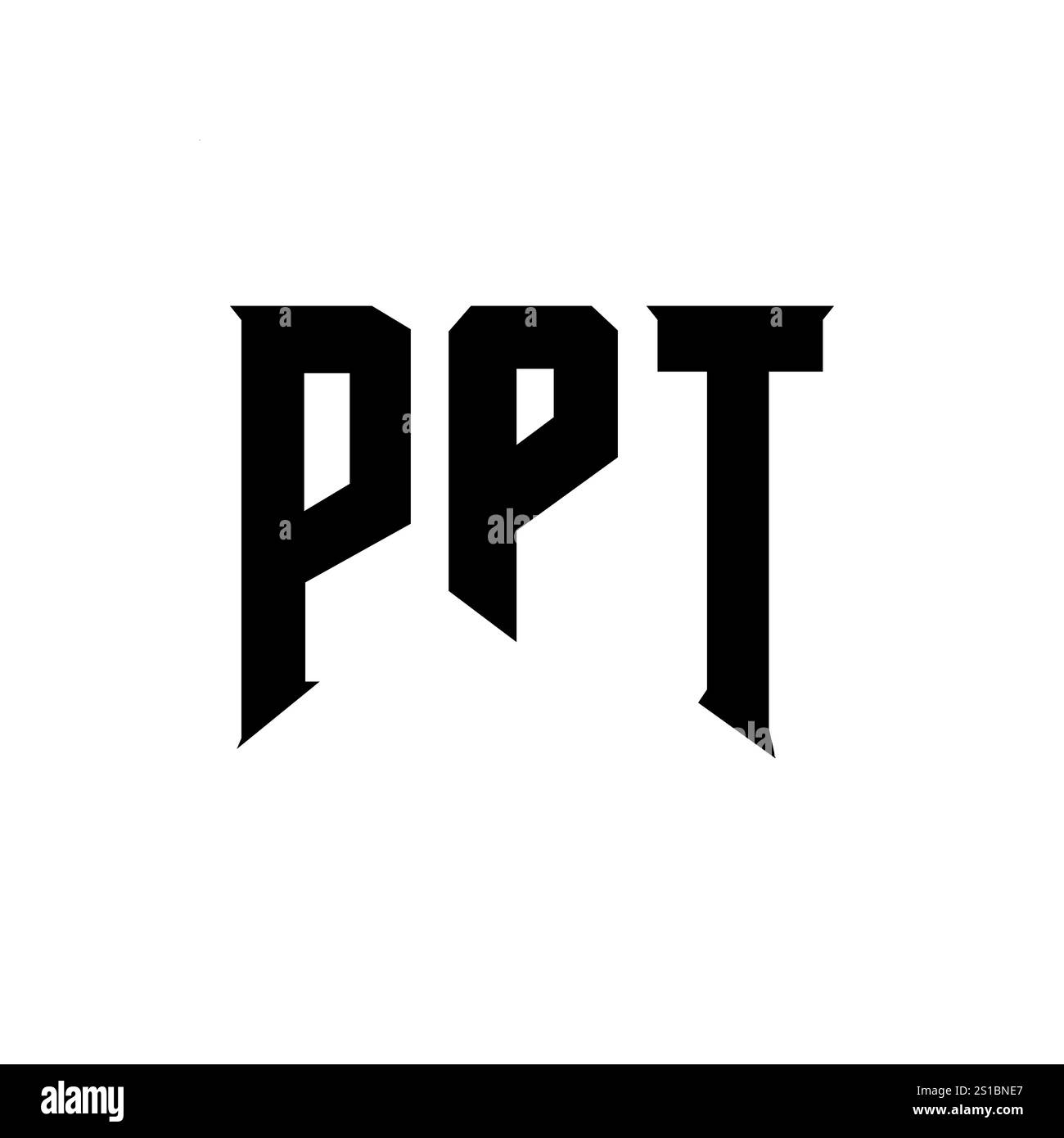 PPT-Letter-Logo für Technologieunternehmen. Schwarz-weiße ...