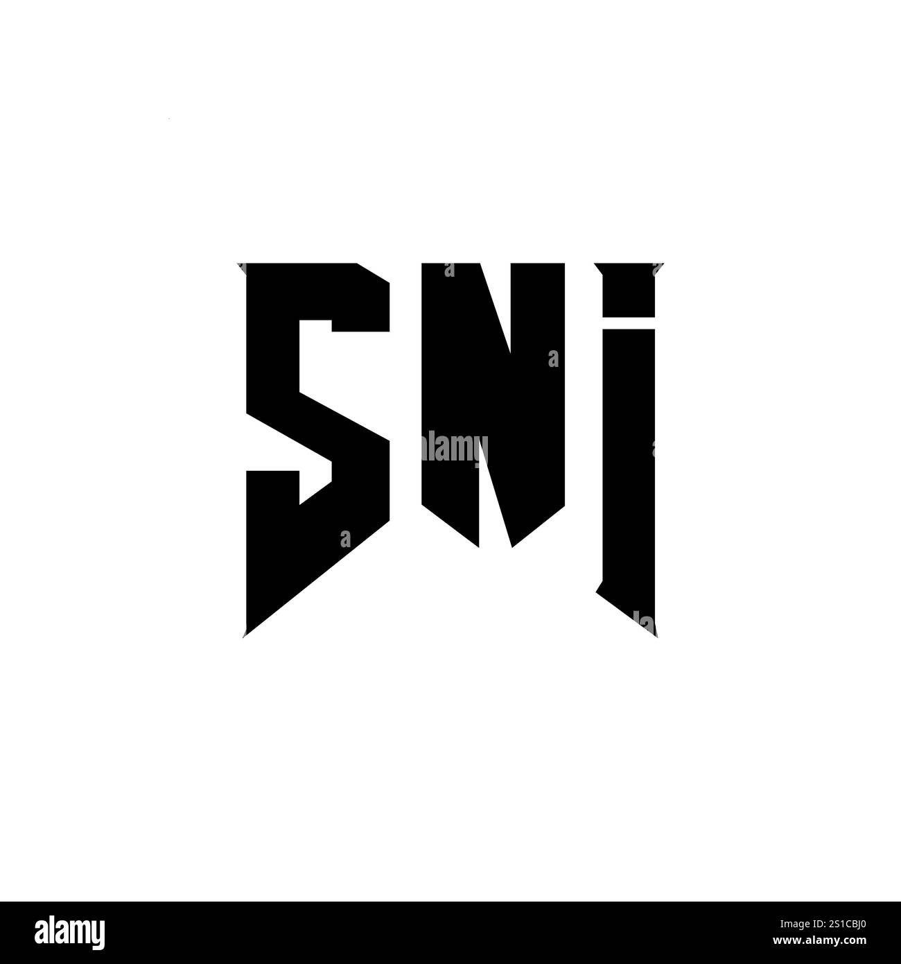 SNI-Letter-Logo für Technologieunternehmen. Schwarz-weiße ...