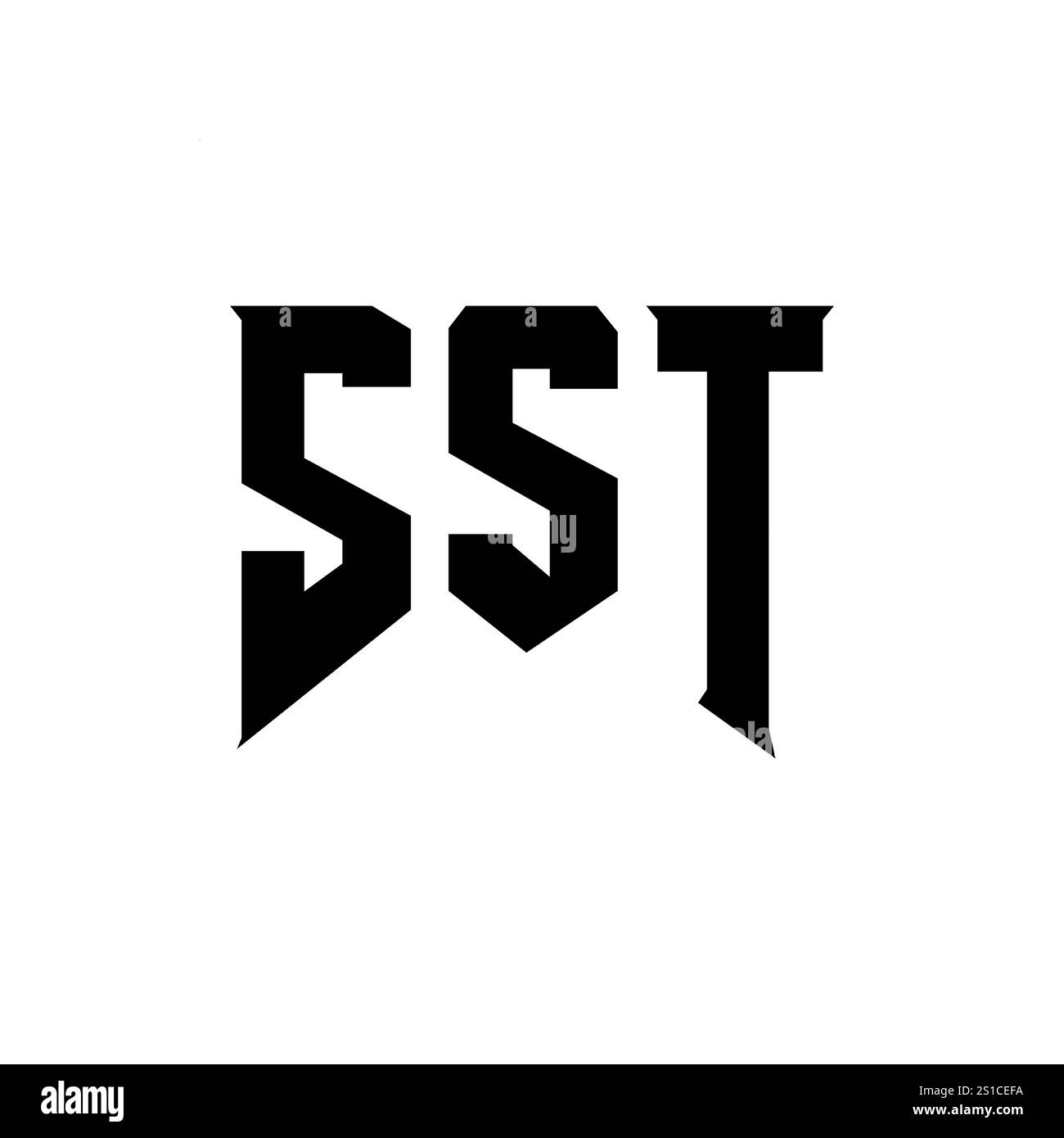 SST-Letter-Logo für Technologieunternehmen. Schwarz-weiße ...