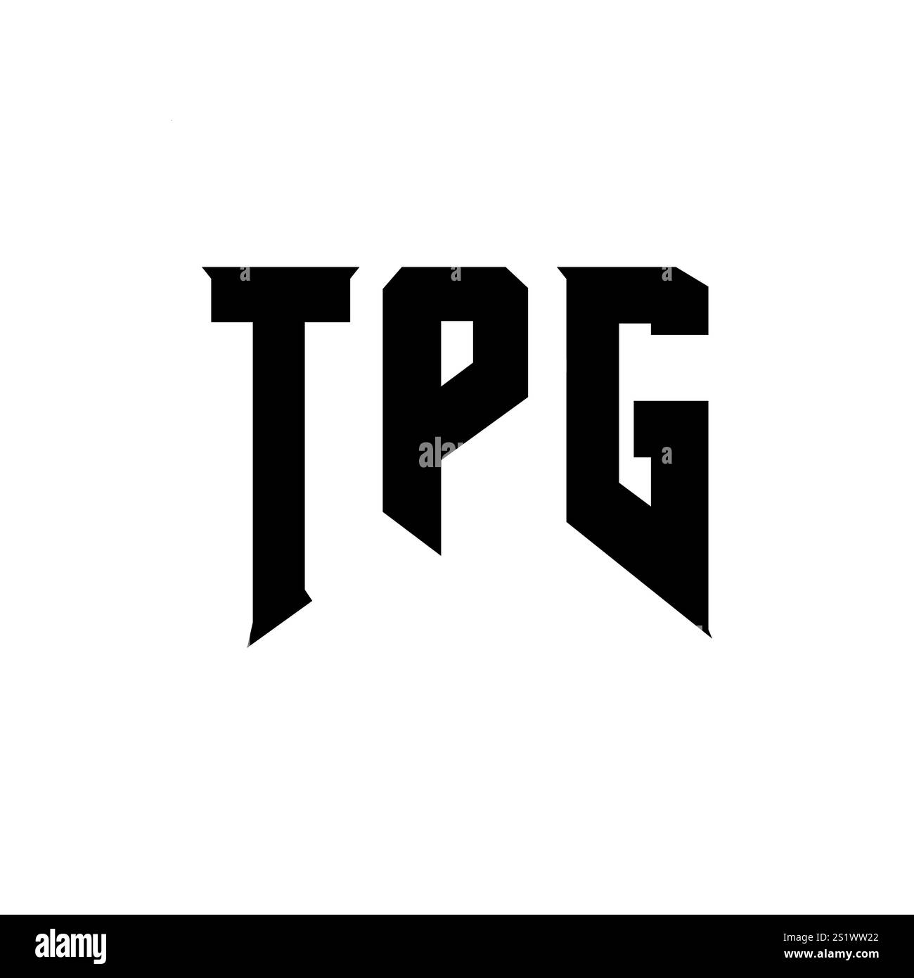 TPG-Letter-Logo für Technologieunternehmen. Schwarz-weiße ...