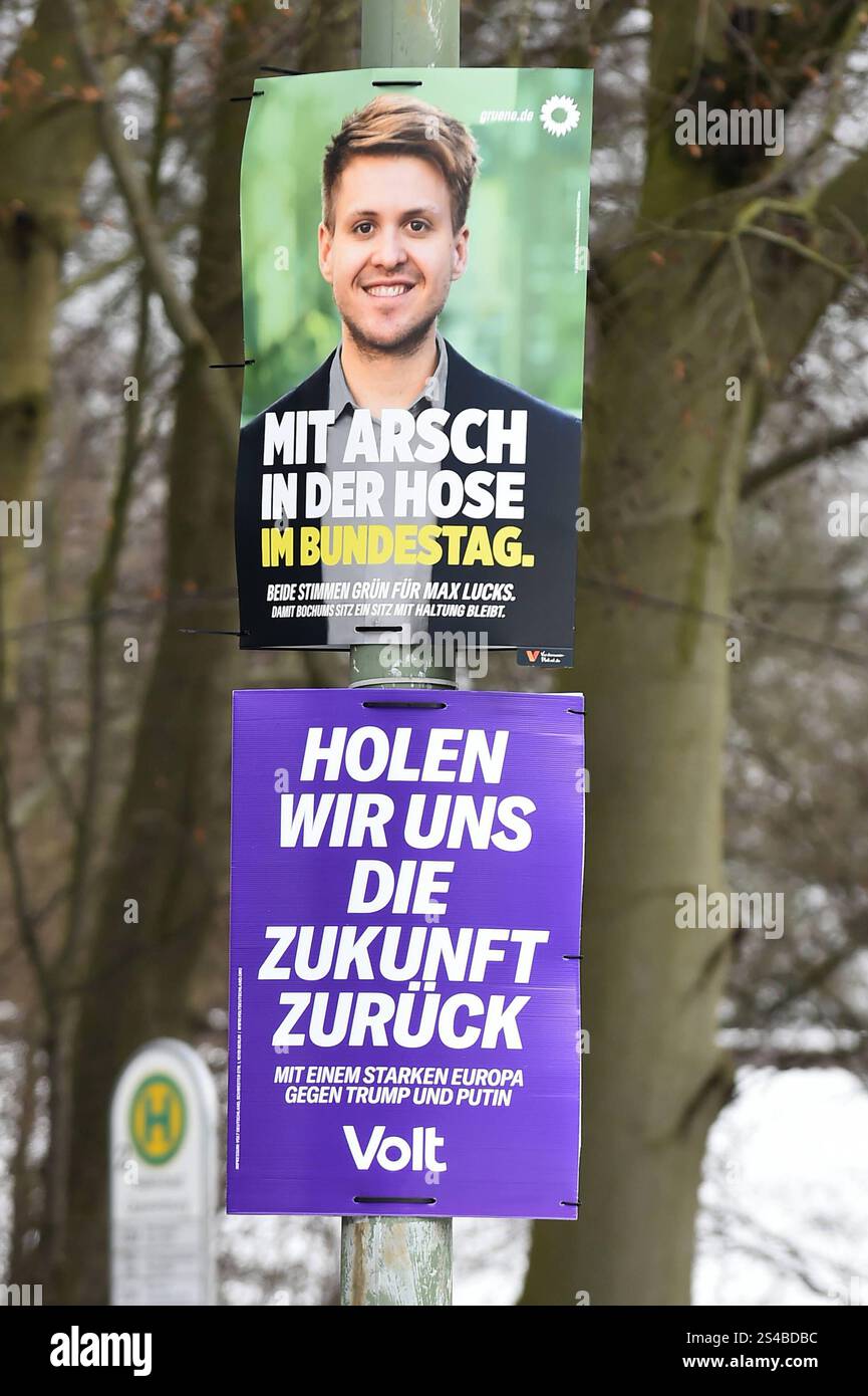Wahlplakate - Bundestagswahl 2025 am 11.01.2025 in Bochum Wahlplakate der Parteien die Grünen ...