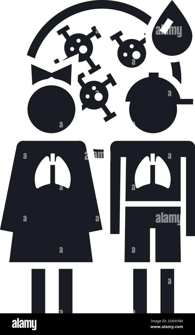 Girl Boy Pneumonia Virus Symbol. Einfache Illustration des ...