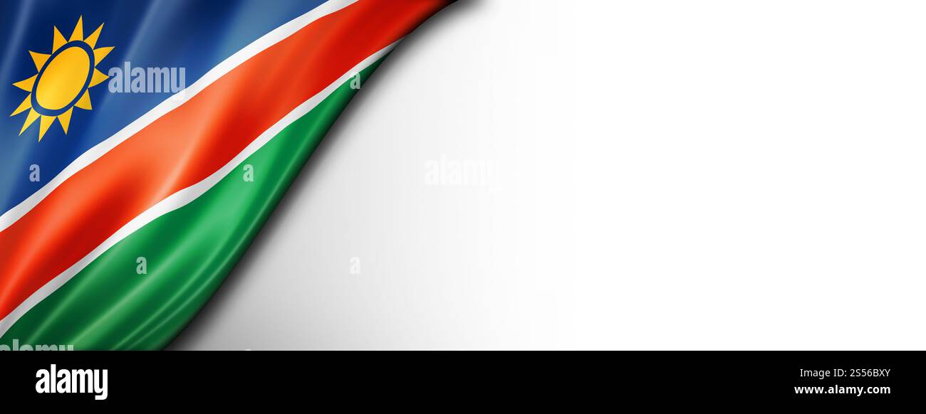 Namibia-Flagge isoliert auf weiß. Horizontales Panorama-Banner ...