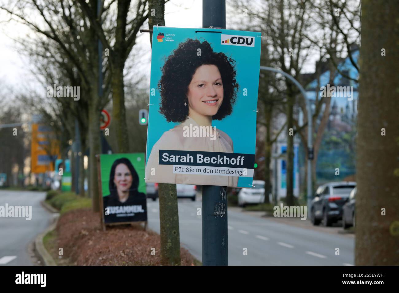 14.01.2025 Dortmund, die Parteien haben ihre Plakataktionen begonnen. Plakate der SPD, CDU, FDP ...