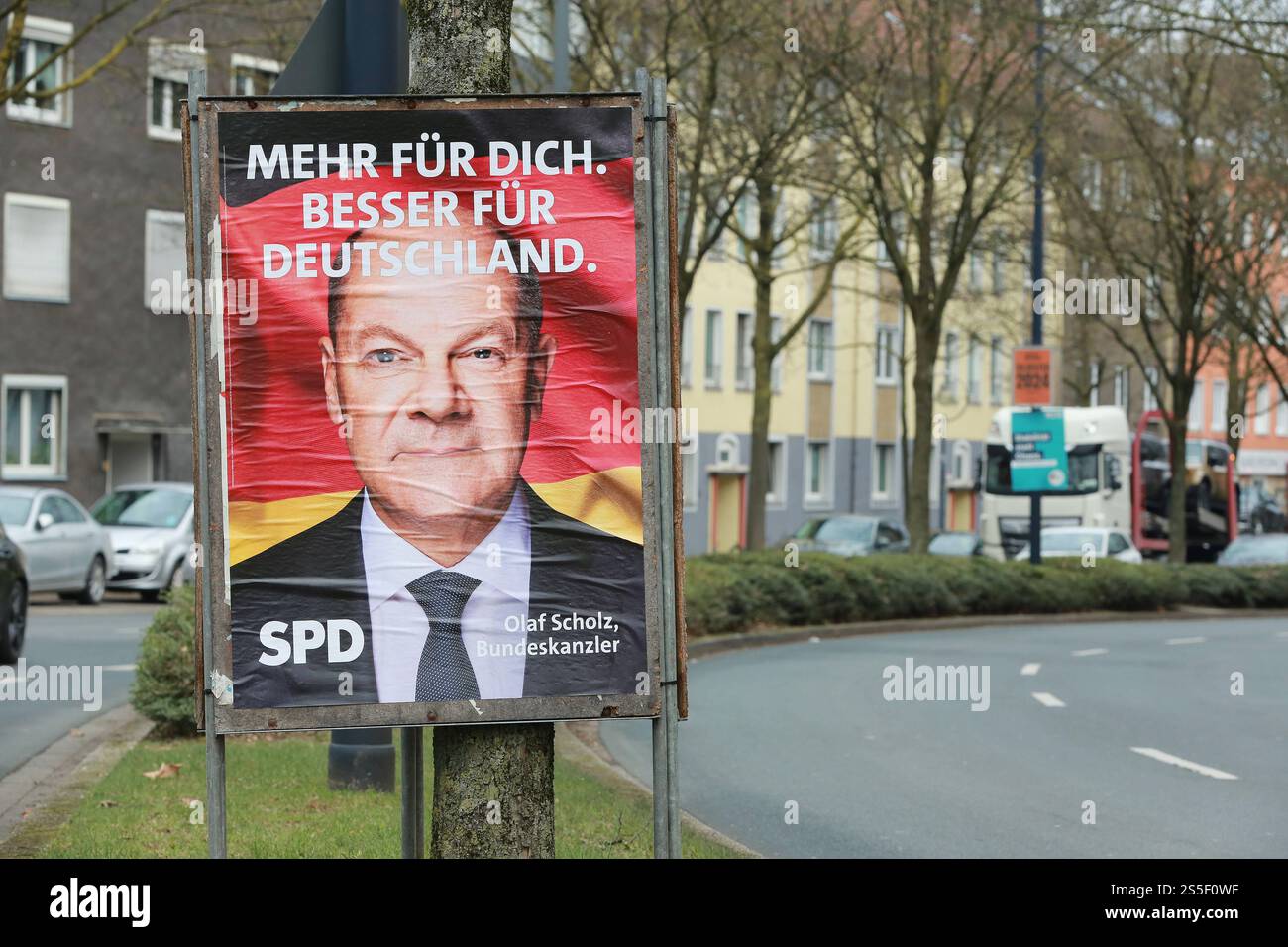 14.01.2025 Dortmund, die Parteien haben ihre Plakataktionen begonnen. Plakate der SPD, CDU, FDP ...
