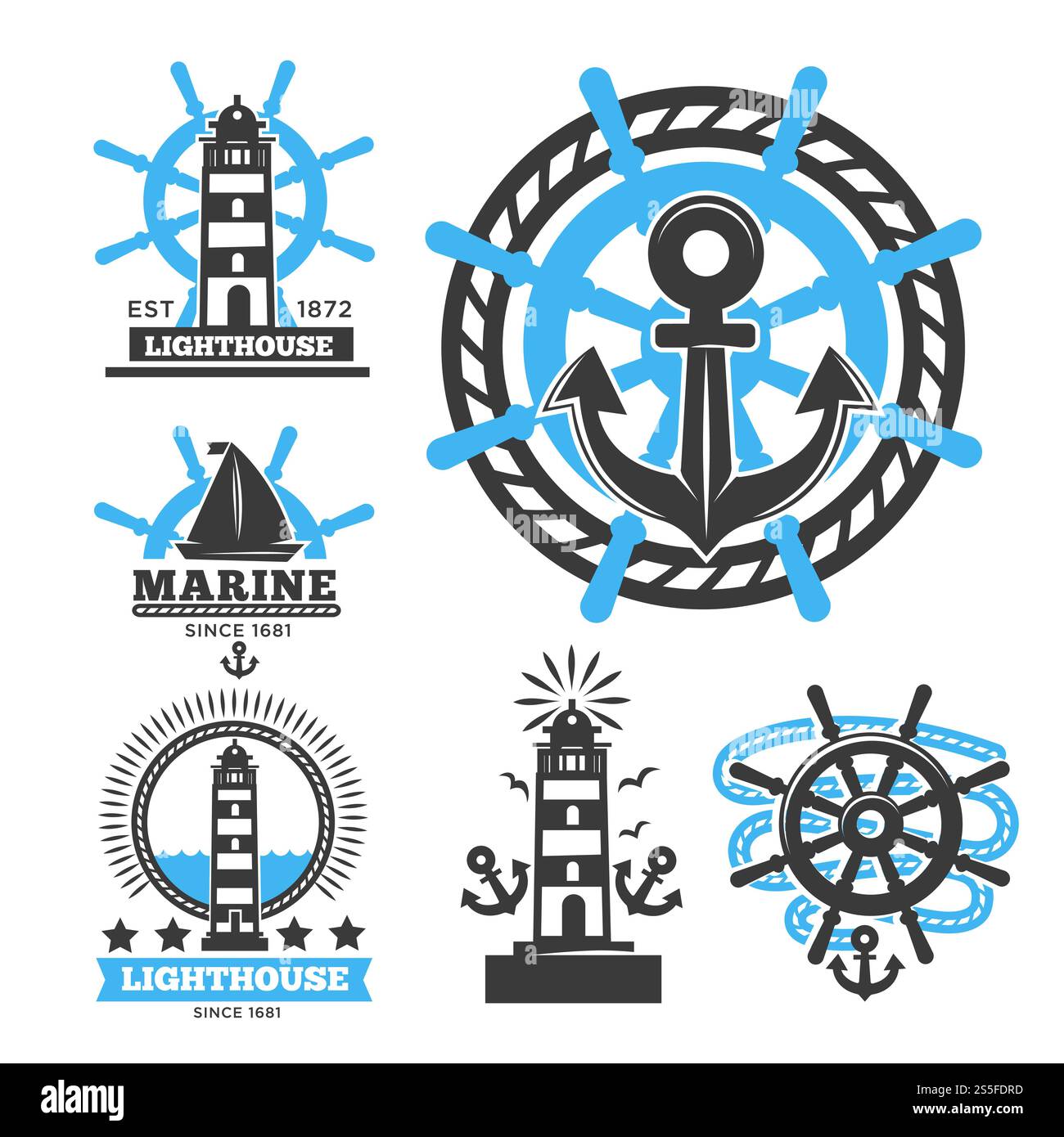 Vorlagen für Marine- und nautische Logos oder heraldische Symbole ...