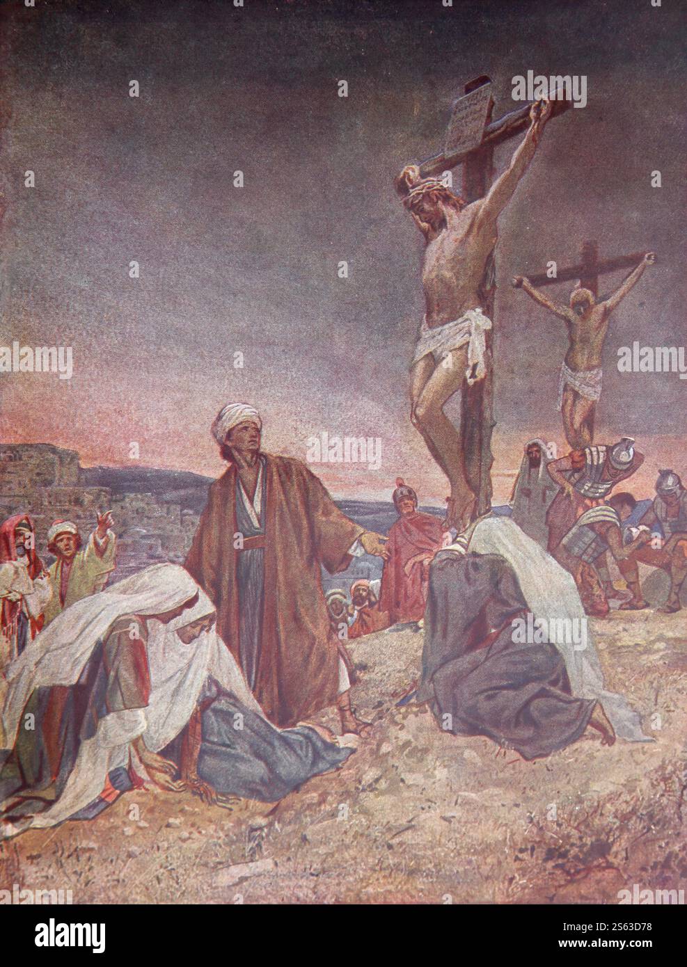 Farbtafel mit dem Gekreuzigten Jesus Christus sah er seine Mutter Maria ...