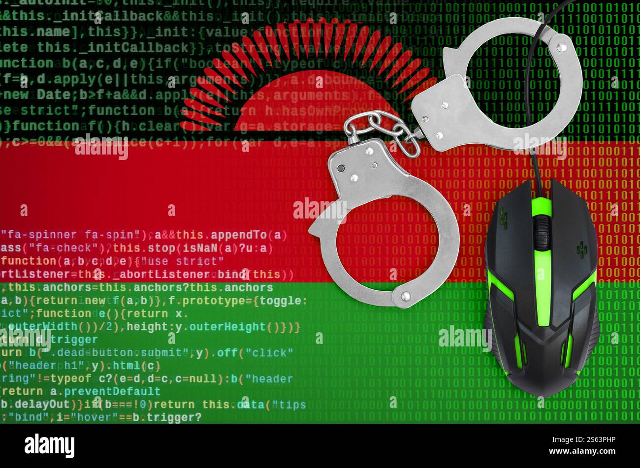Malawi Flagge und Handschellen moderne Computermaus mit ...