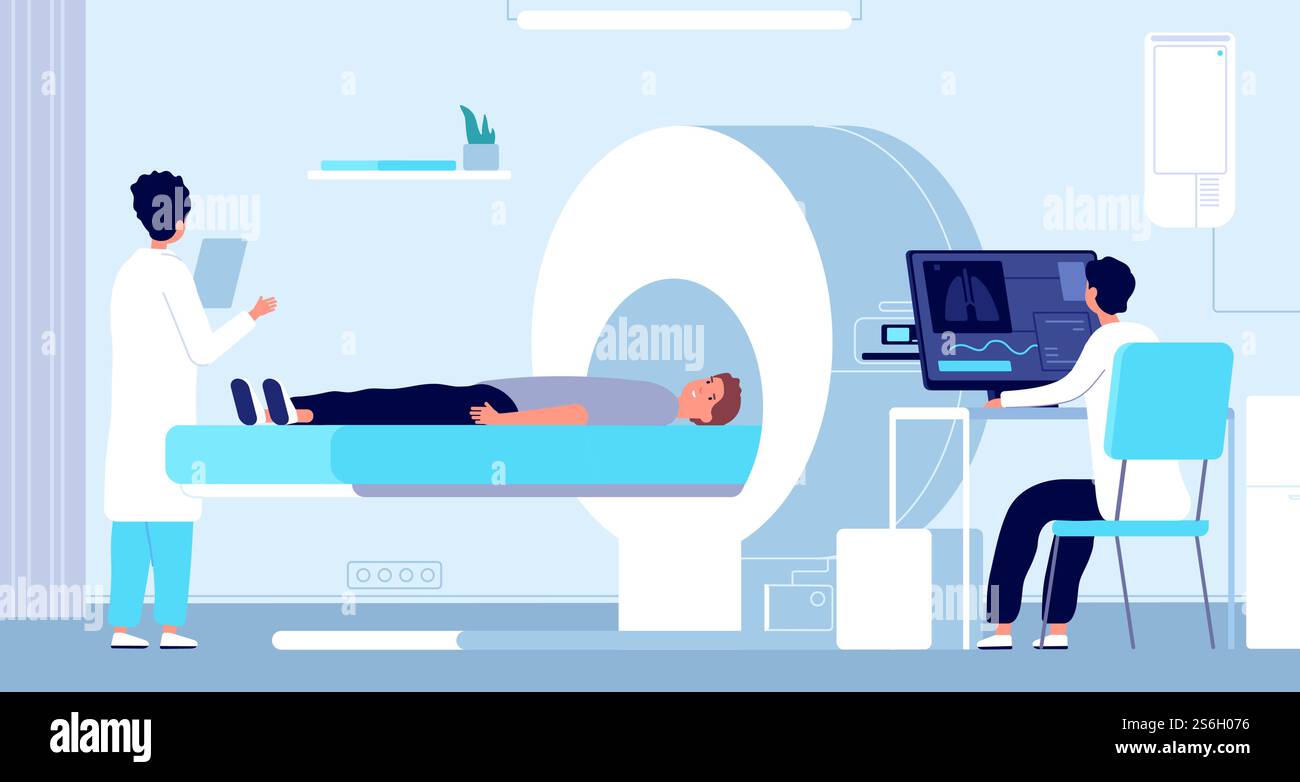 Magnetresonanztomographie. MRT-Geräte, Arzt und Patient im ...