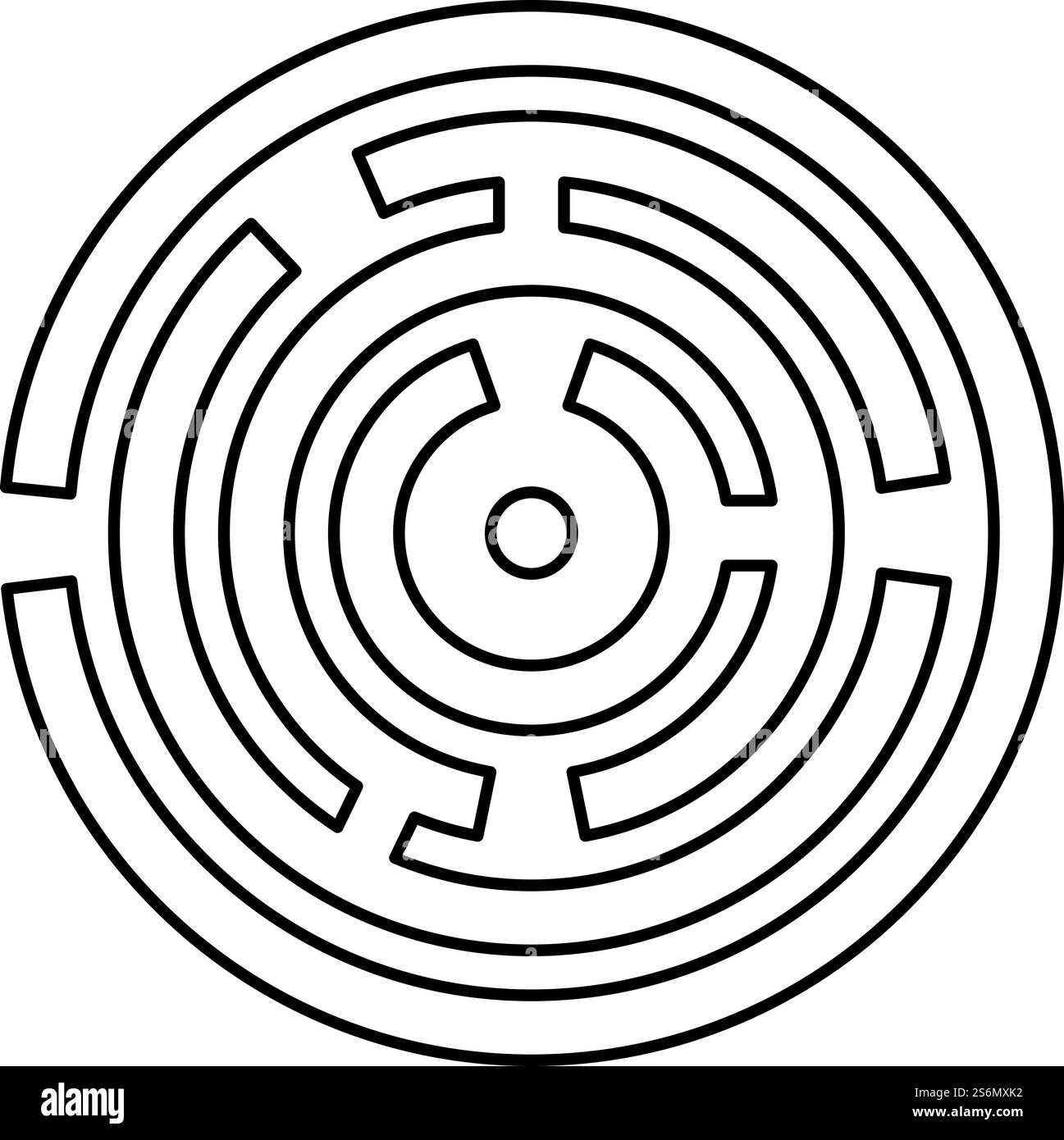 Runder Labyrinth Kreis Labyrinth Kontur Umrisssymbol Schwarz Farbe ...