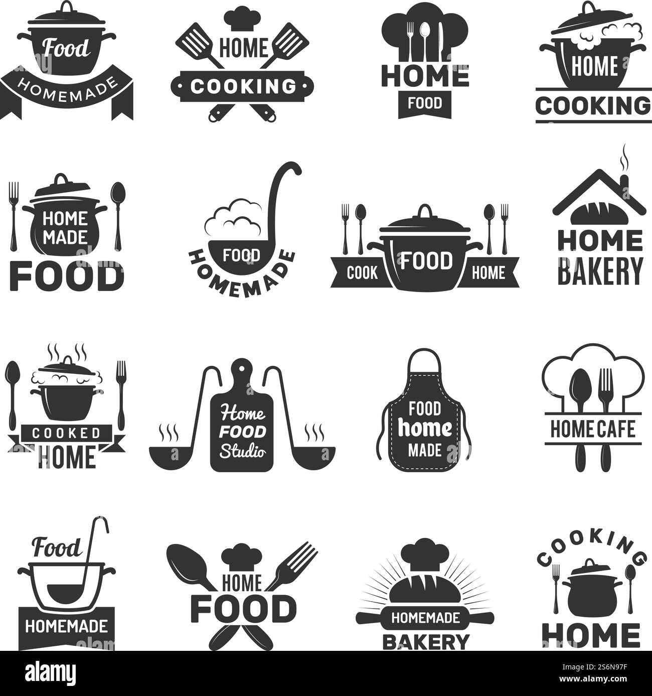 Hausgemachte Essensschilder. Küchen Kochen Symbole Vektor ...