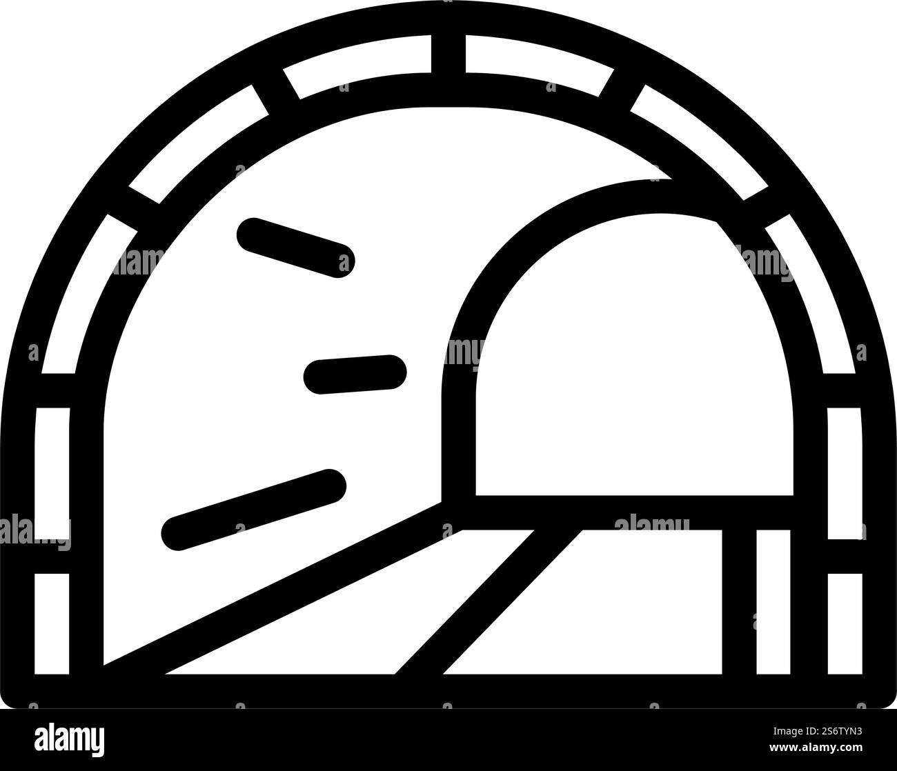 Tunnel mit Eisenbahnlinie Symbol Vektor. Tunnel mit Eisenbahnschild ...