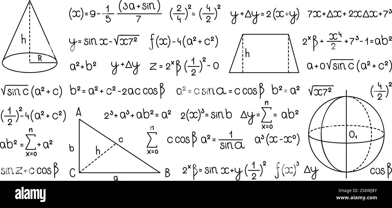 Formeln. Mathematik und geometrische Infografik-Symbole für wissenschaftliche Konzeptdesign ...