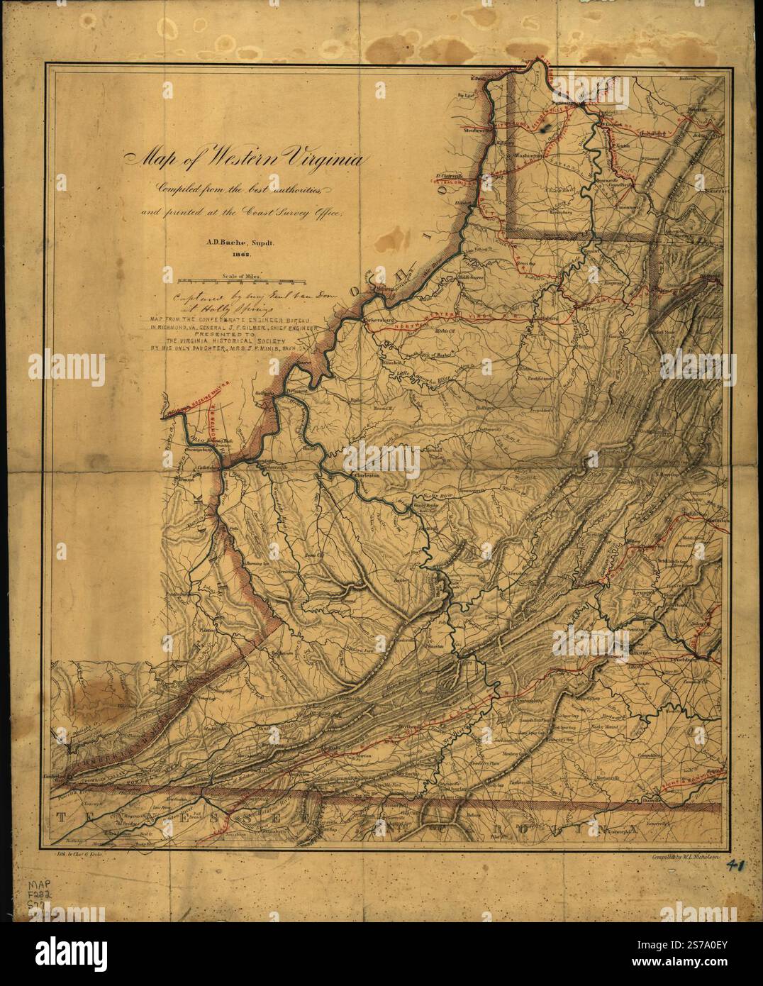 Karte von West Virginia 1862 von Nicholson W. L., Bache Alexander ...