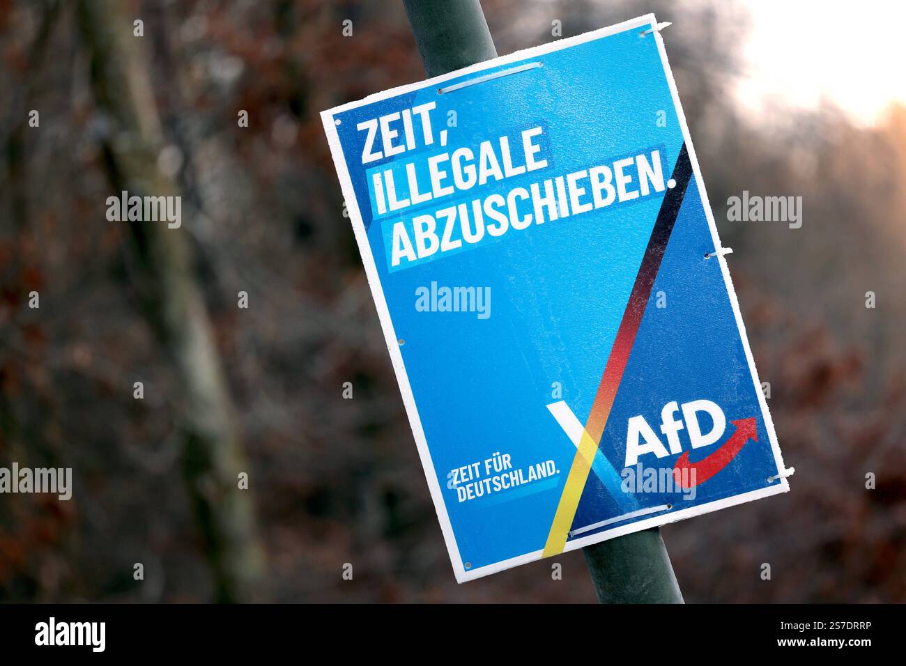 Ein Wahlplakat zur Bundestagswahl der AfD. ZEIT, ILLEGALE ABZUSCHIEBEN ...