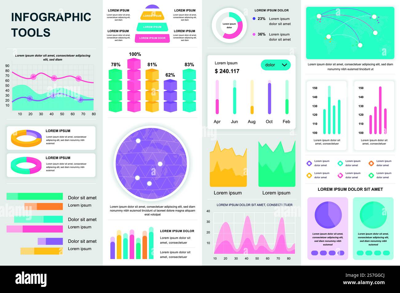 Bundle Infografik-UI, UX, KIT-Elemente. Verschiedene Diagramme ...
