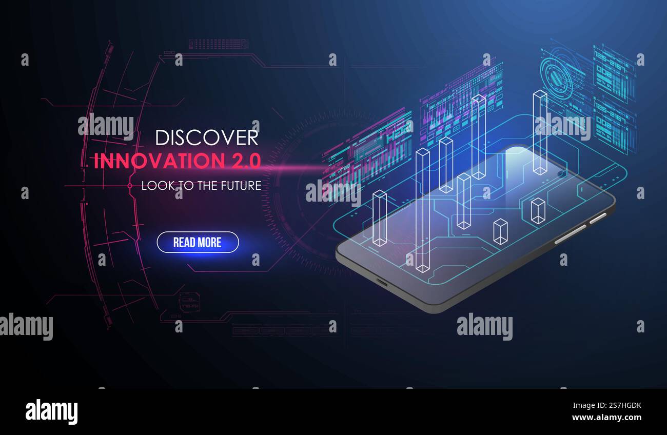 Konzeptentwicklung eines neuen Smartphones im HUD-Stil. 3D-Zoll ...