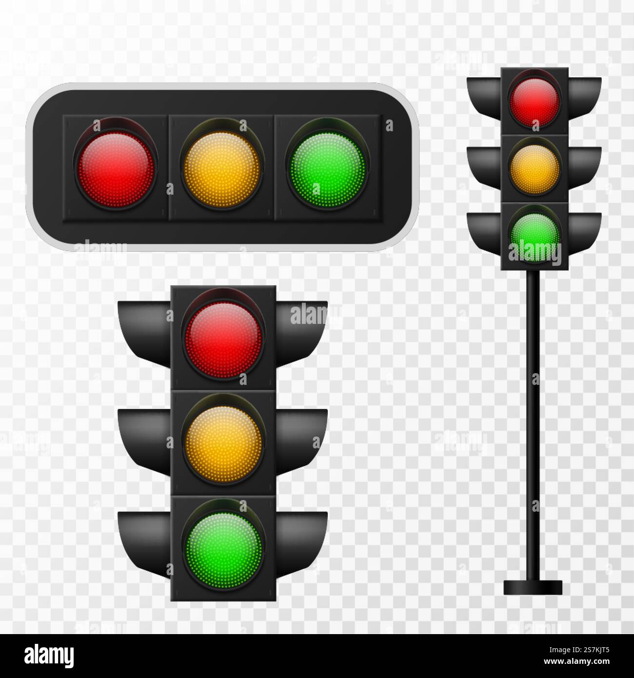 Ampel. Realistische elektrische Lichter in drei Farben Rot, Gelb und ...