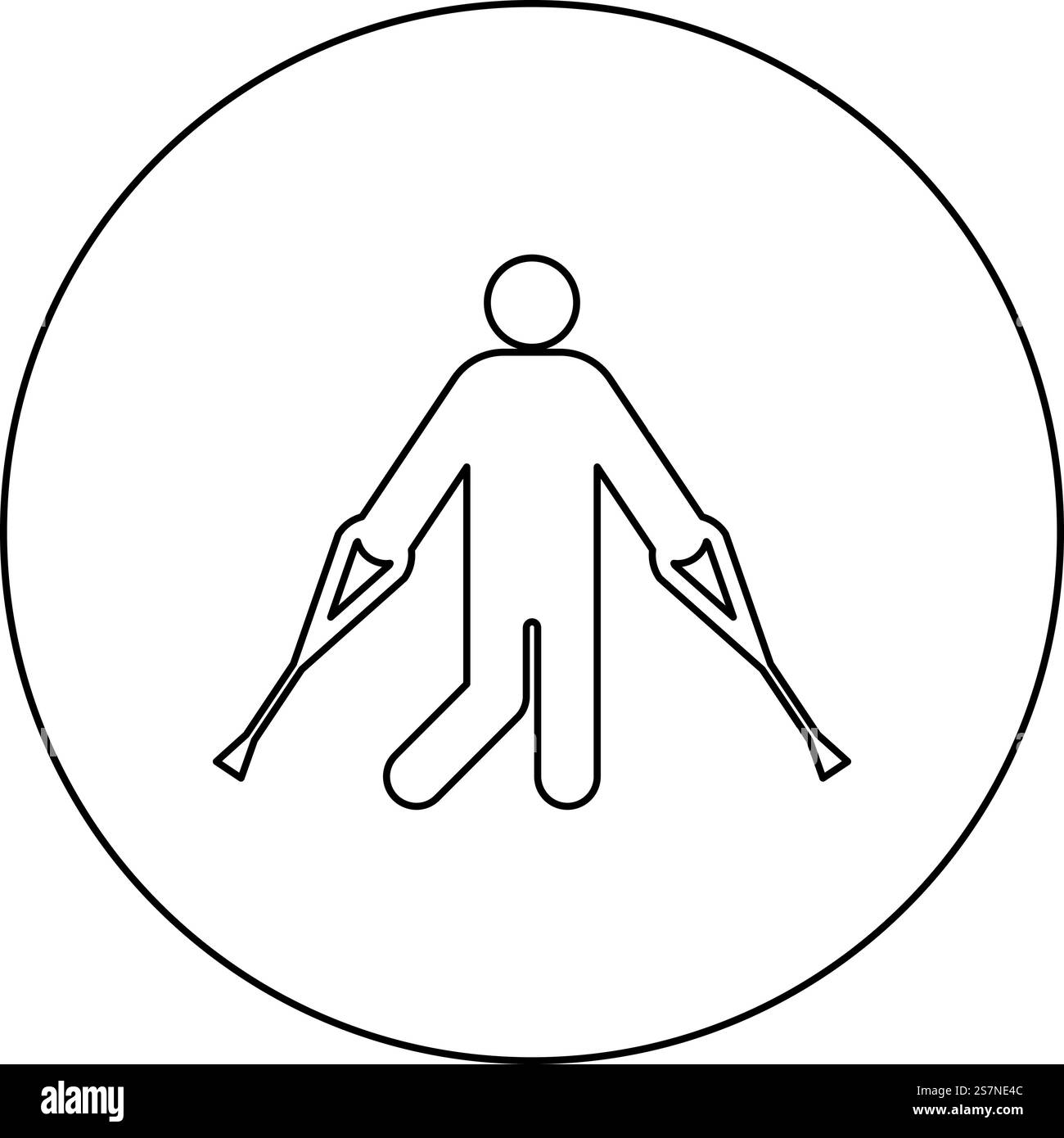 Mann mit Krücken Krücken gebrochenes Bein in gegossenem Gips ...