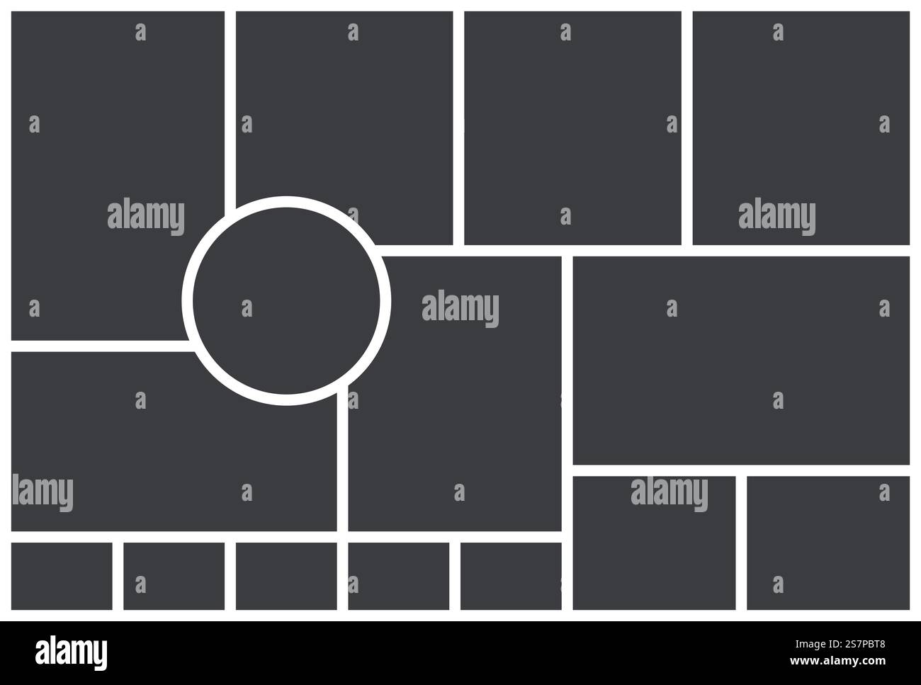 Foto-Collage-Raster. Vorlage für Mood Board. Moodboard-Design mit Kreis ...