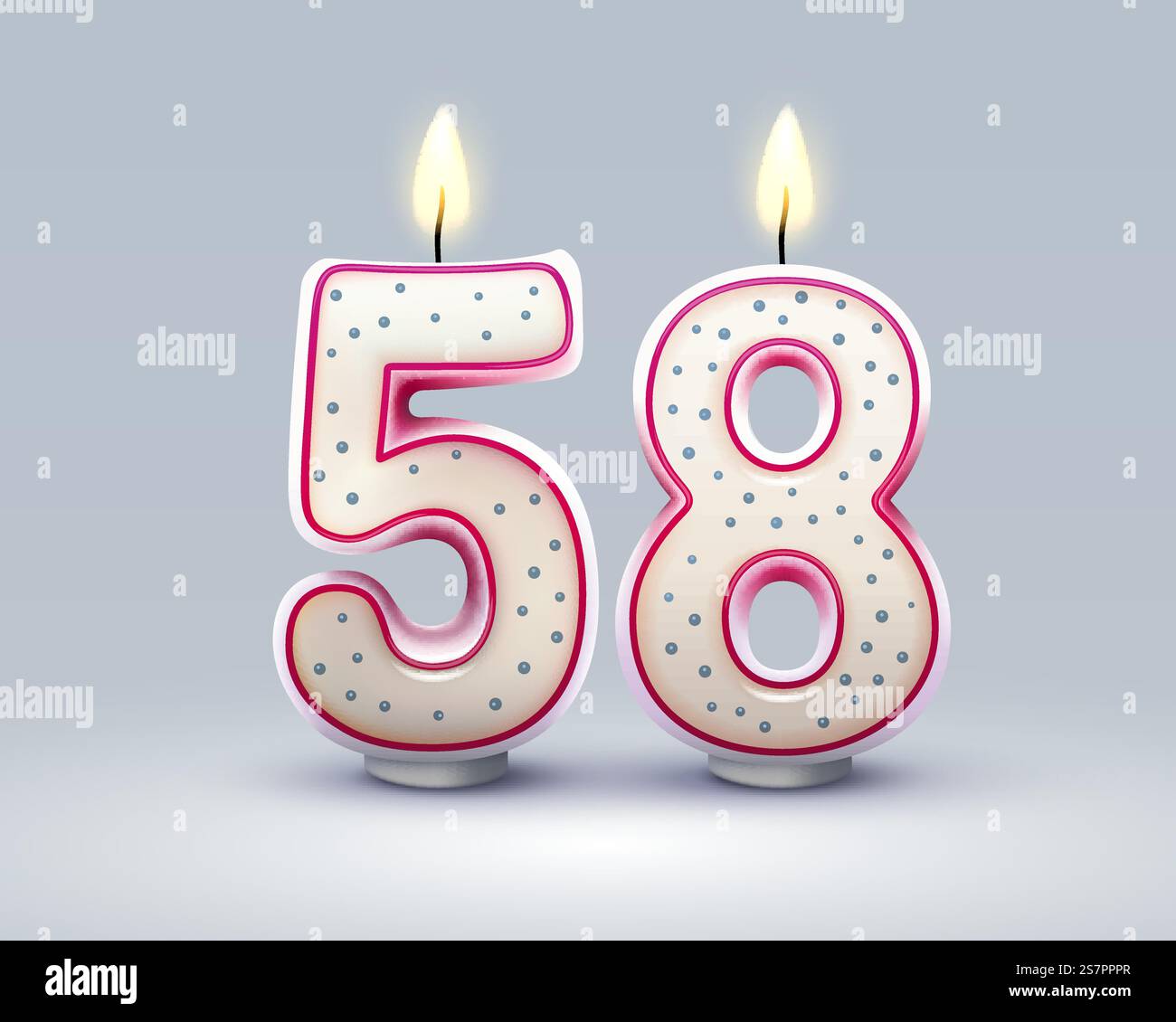 Alles Gute zum Geburtstag. 58 Jahrestag des Geburtstages, Kerze in Form ...