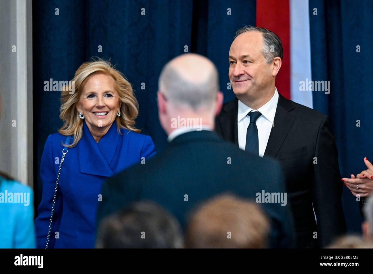 First lady Jill Biden, left, and second gentleman Doug Emhoff arrive ...