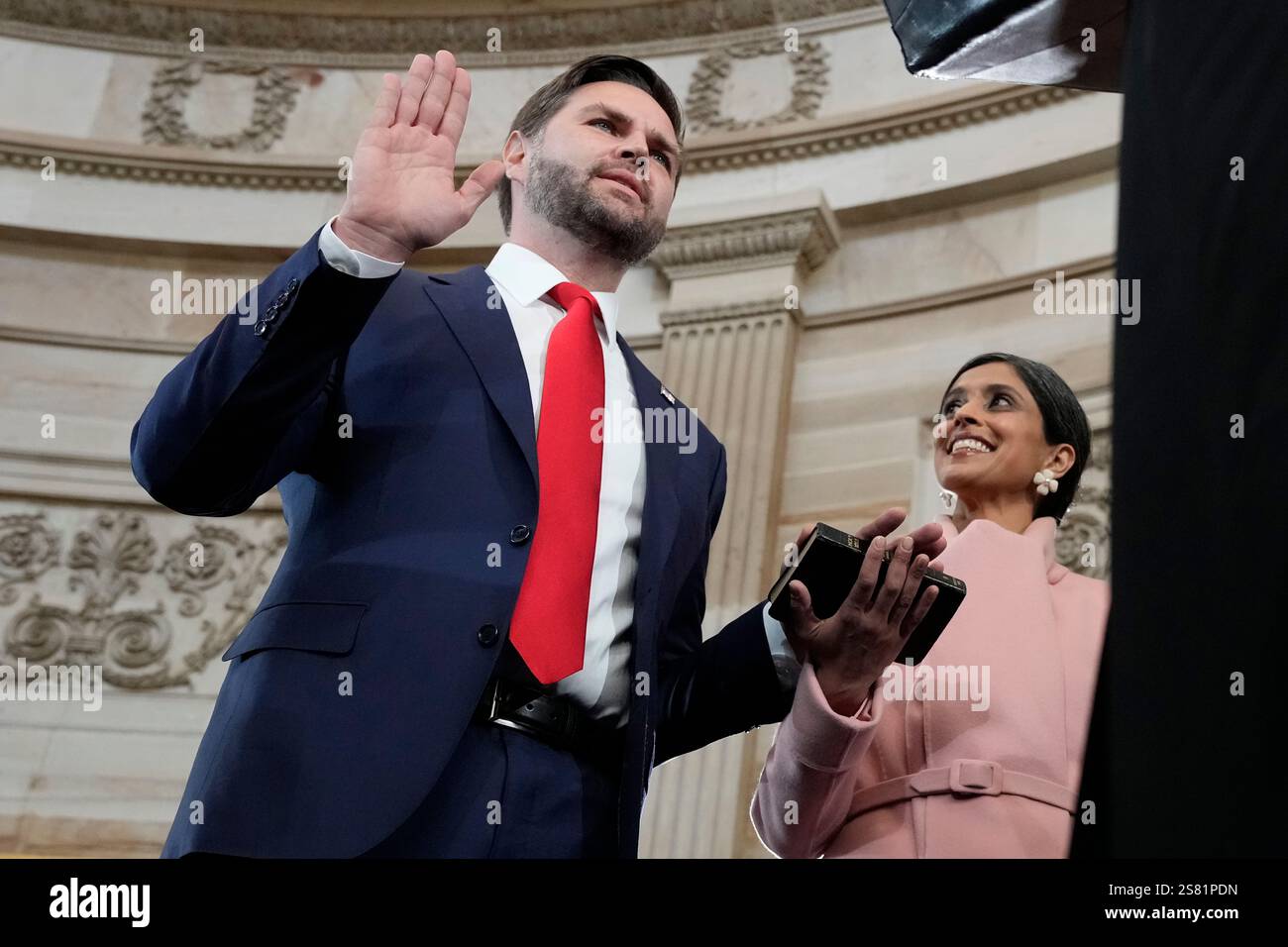 JD Vance is sworn in as vice president by Supreme Court Justice Brett Kavanaugh as Usha Vance ...