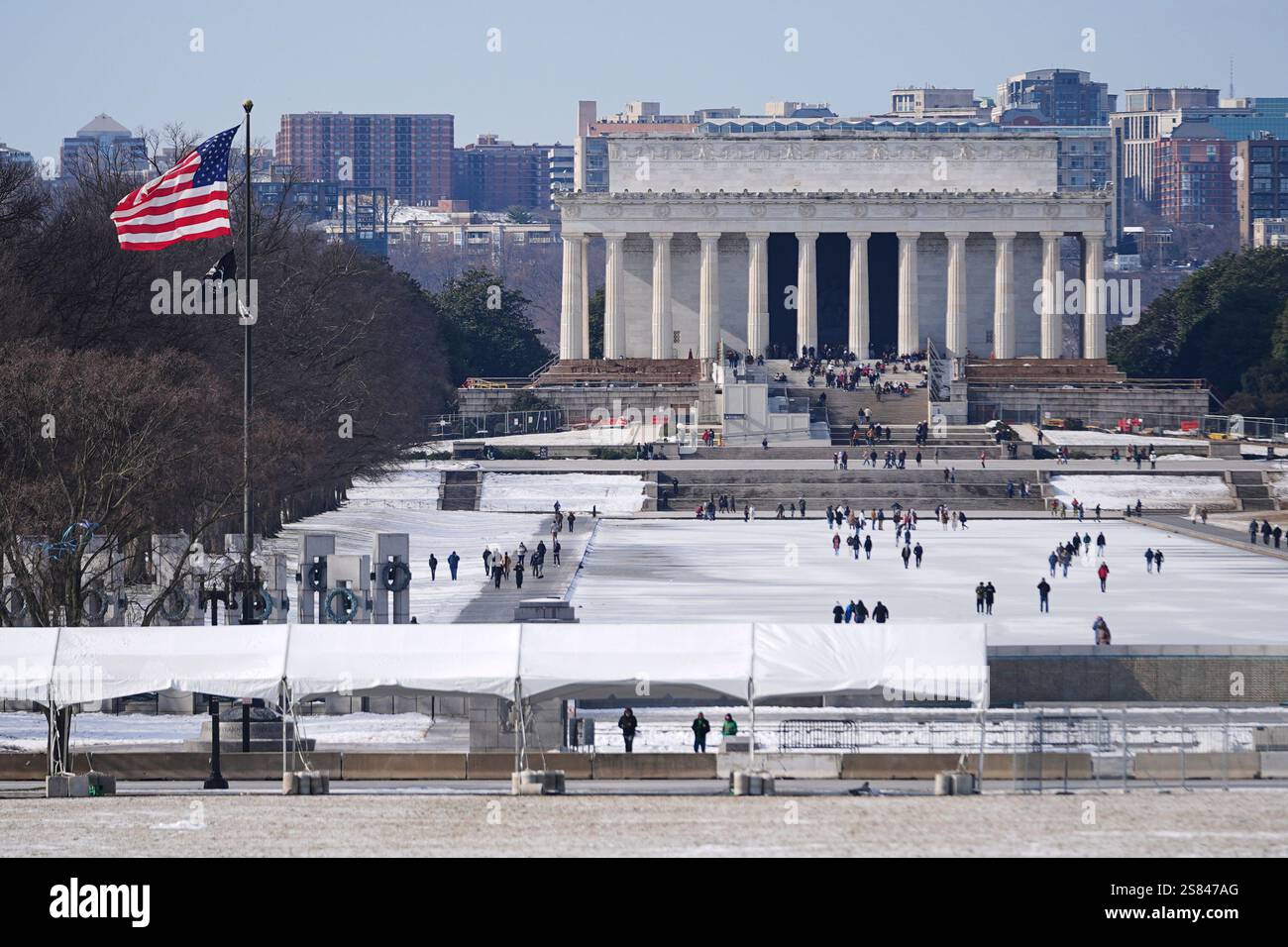 A U.S. flag on the National Mall is at full staff during the 60th ...
