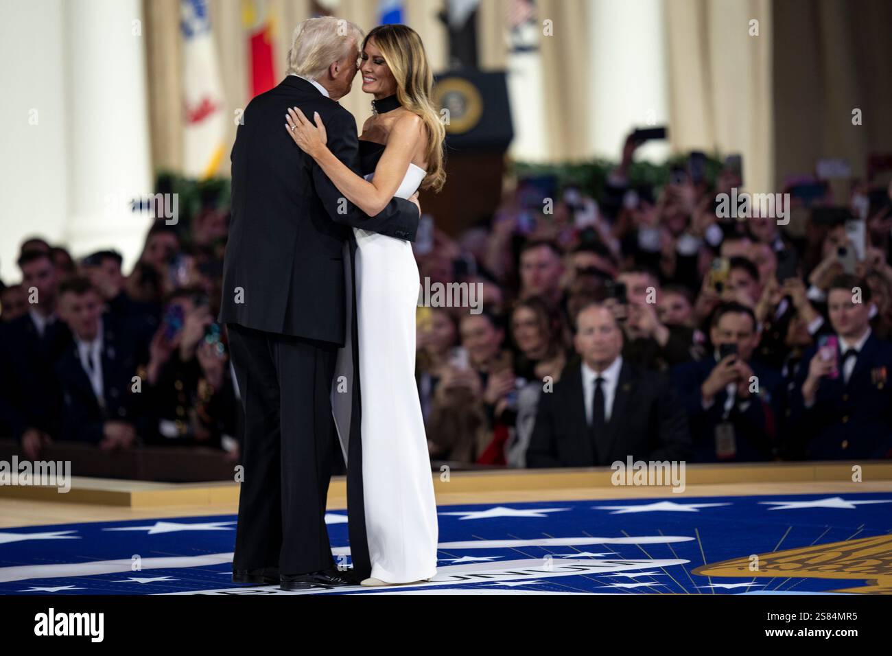 President Donald Trump and First Lady Melania Trump dance together to commence the Commander-in ...