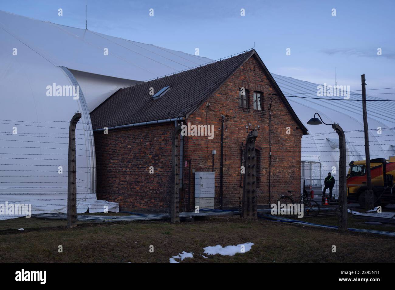 A large tent covers the main entrance to the former Nazi German ...