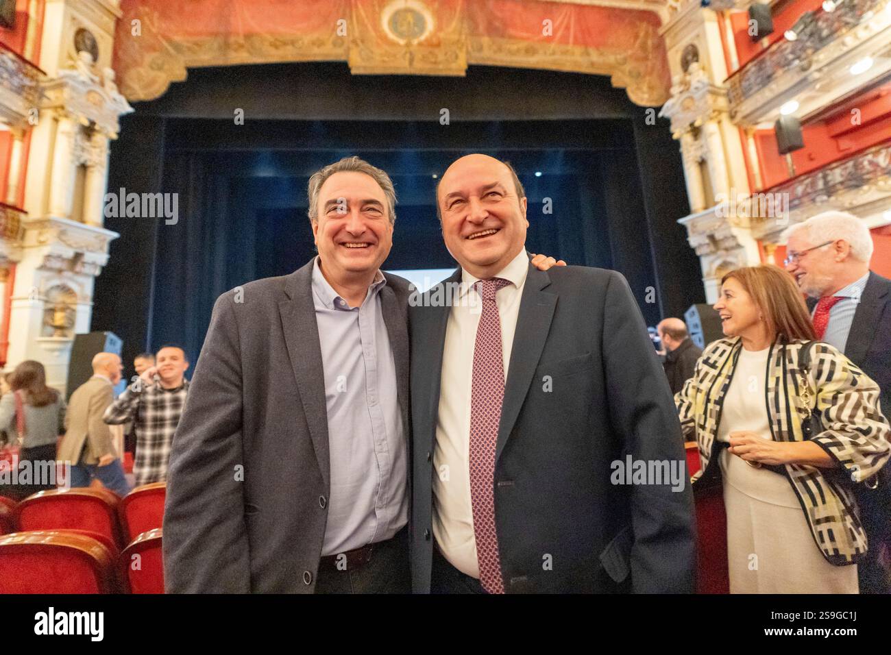 PNV spokesman in Congress, Aitor Esteban (l), and EAJ-PNV president ...