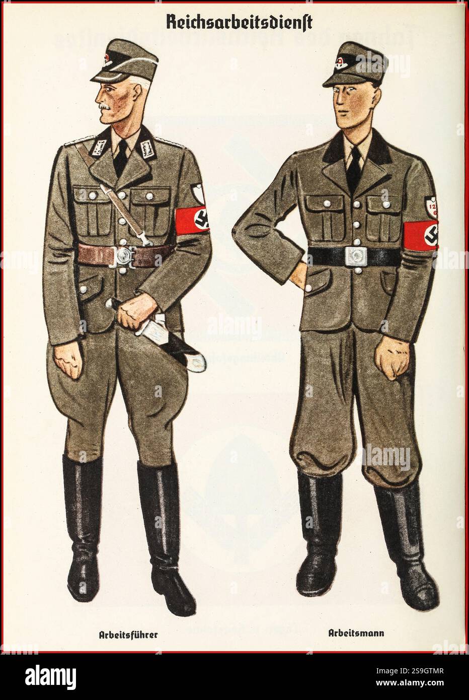 Uniformen des Reichsarbeitsdienstes, aus dem offiziellen NS ...