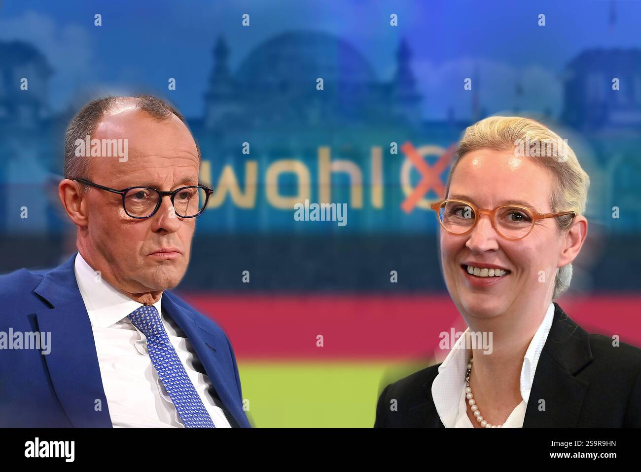 FOTOMONTAGE: CDU Kanzlerkandidat Friedrich MERZ will ein TV Duell mit ...