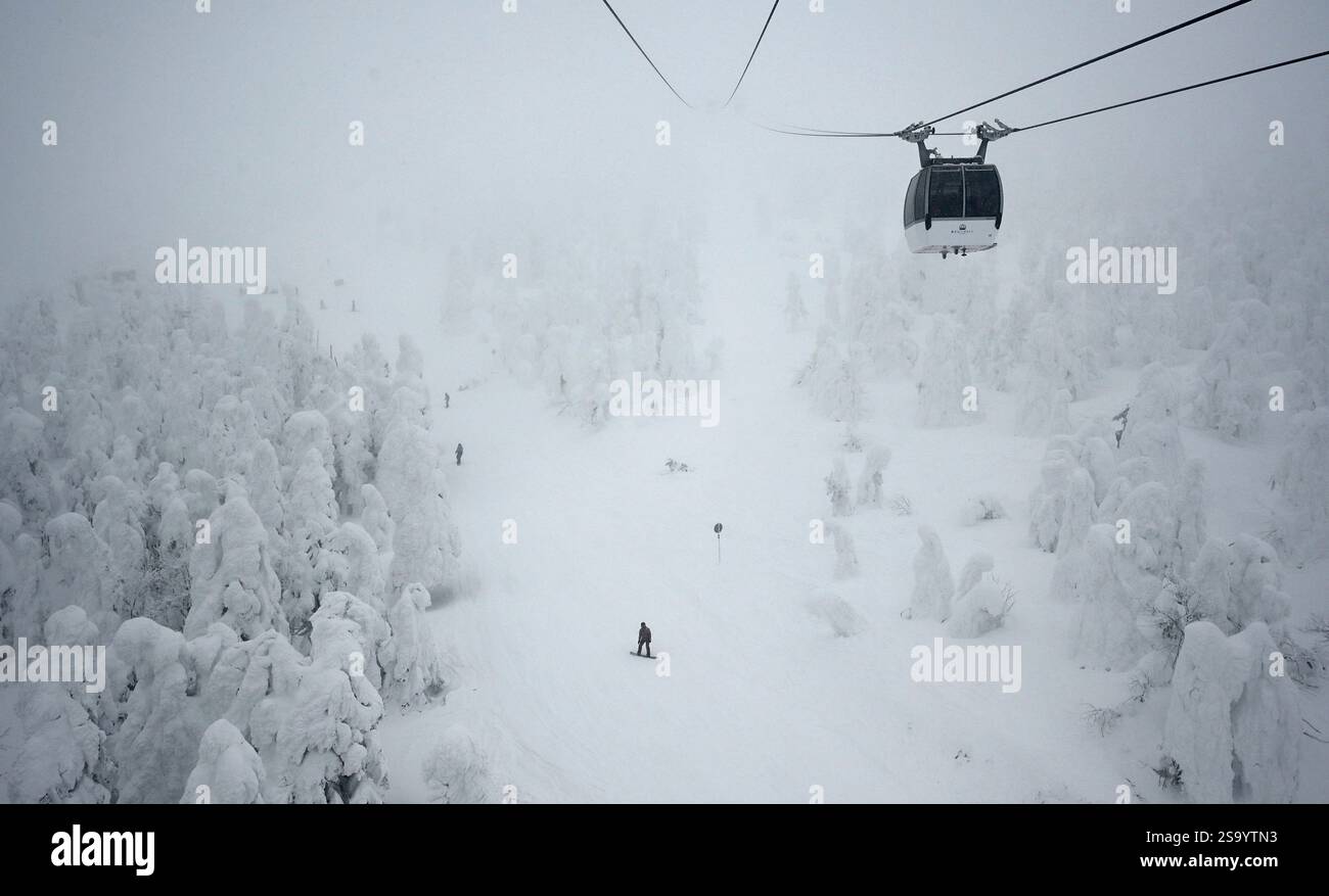 Ice trees are seen at Zao Onsen Mountain & Snow Resort in Yamagata City ...