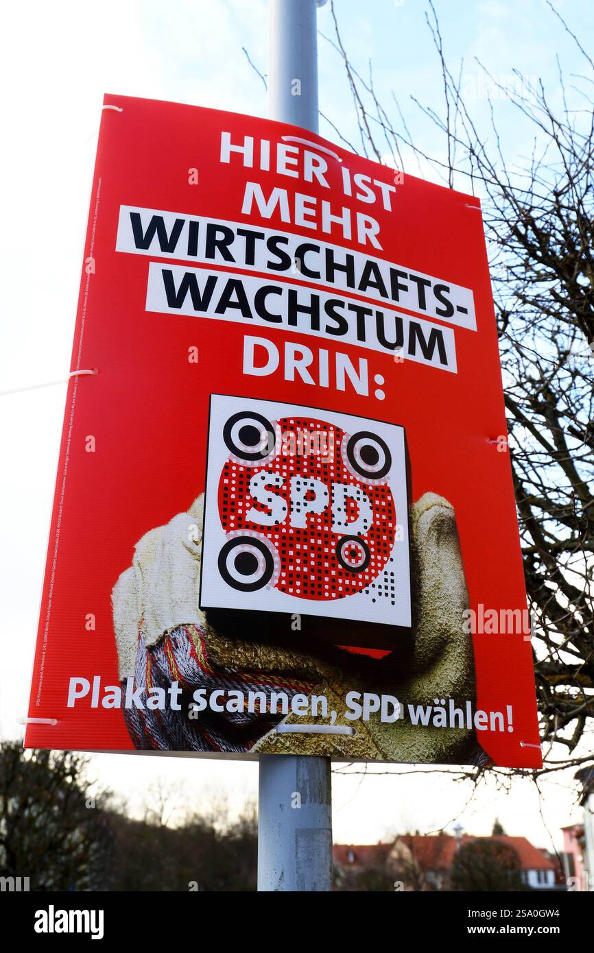 SPD Wahlplakat - Vorgezogene Bundestagswahl am 23. Februar 2025 in Deutschland - Wahl zum 21 ...