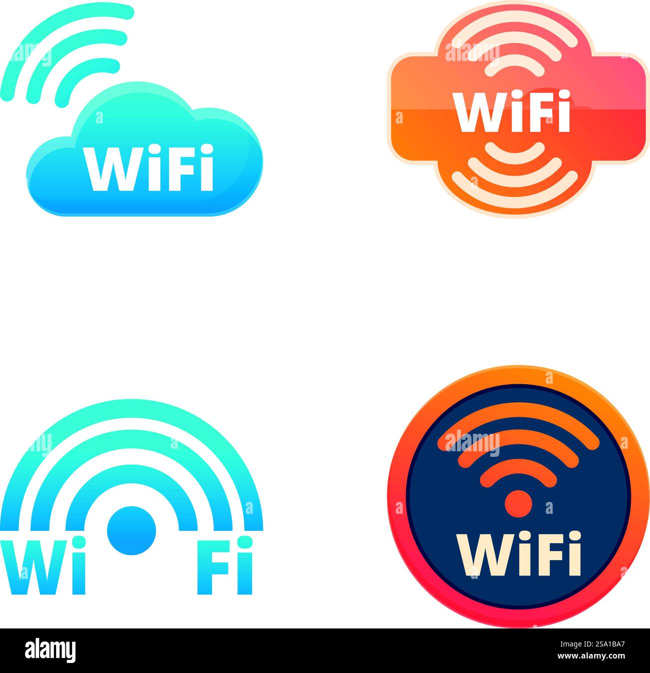 Wi-fi-Symbole legen den Cartoonvektor fest. Drahtloser und kostenloser ...