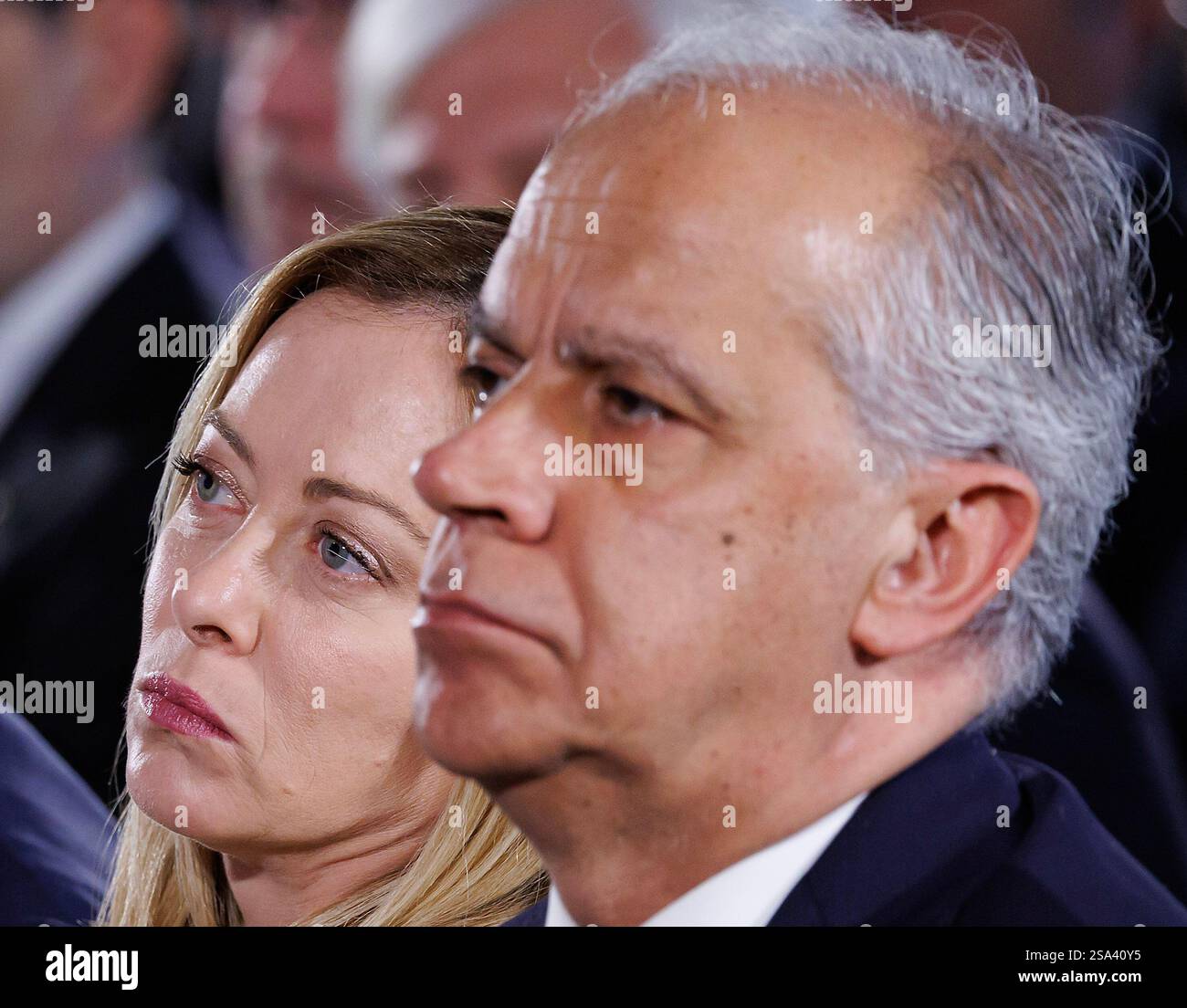 Roma, Italien. Januar 2025. La presidente del Consiglio Giorgia Meloni e il ministro dell ...