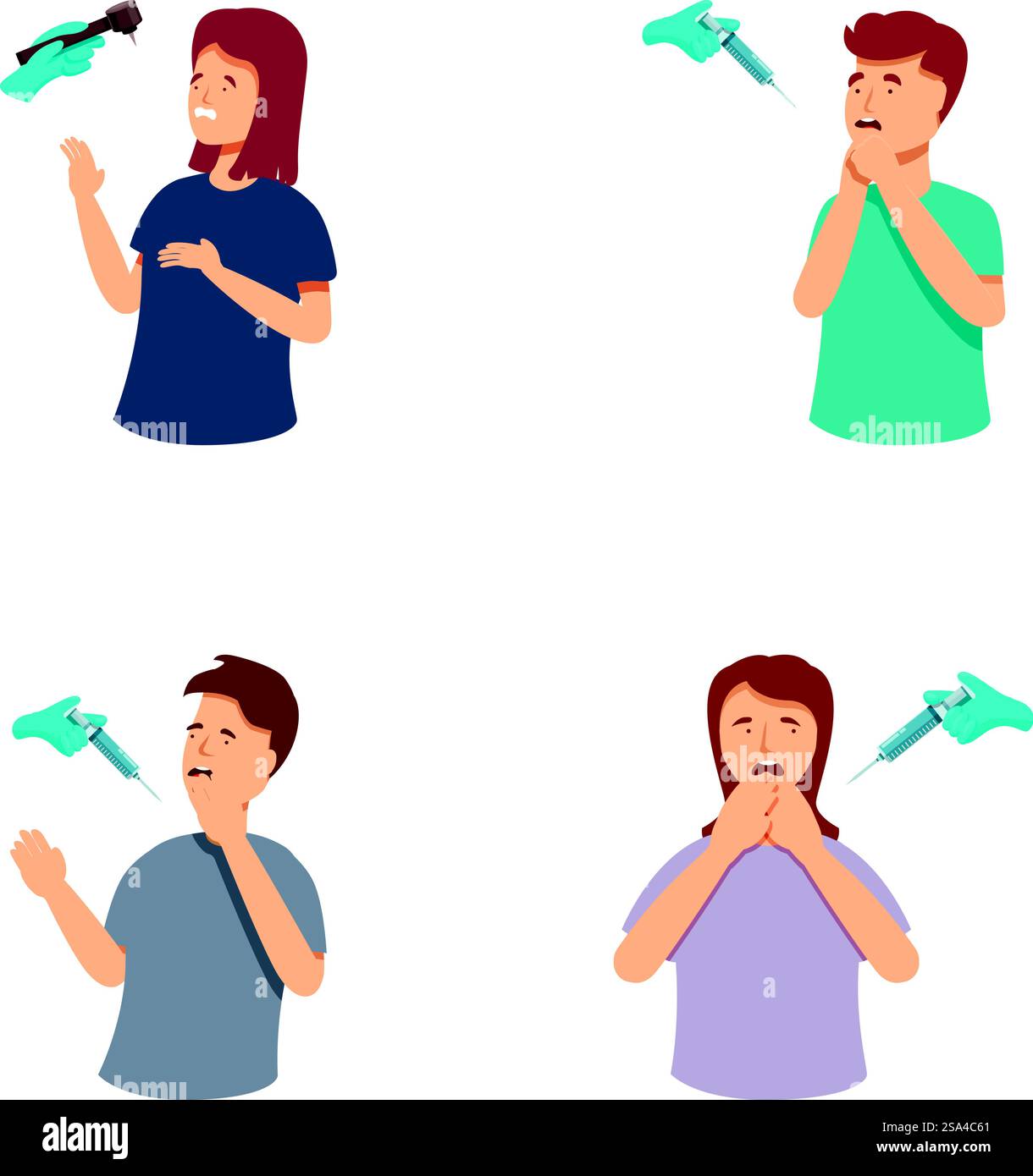 Illustrationen von zwei Menschen mit unterschiedlichen Reaktionen auf ...