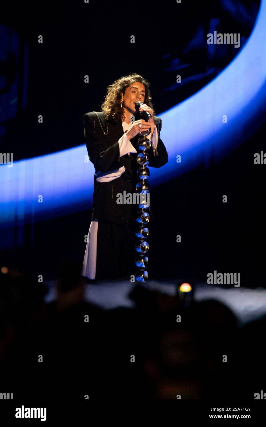 Singer Lucas Bun performs during the first semi-final of Benidorm Fest ...