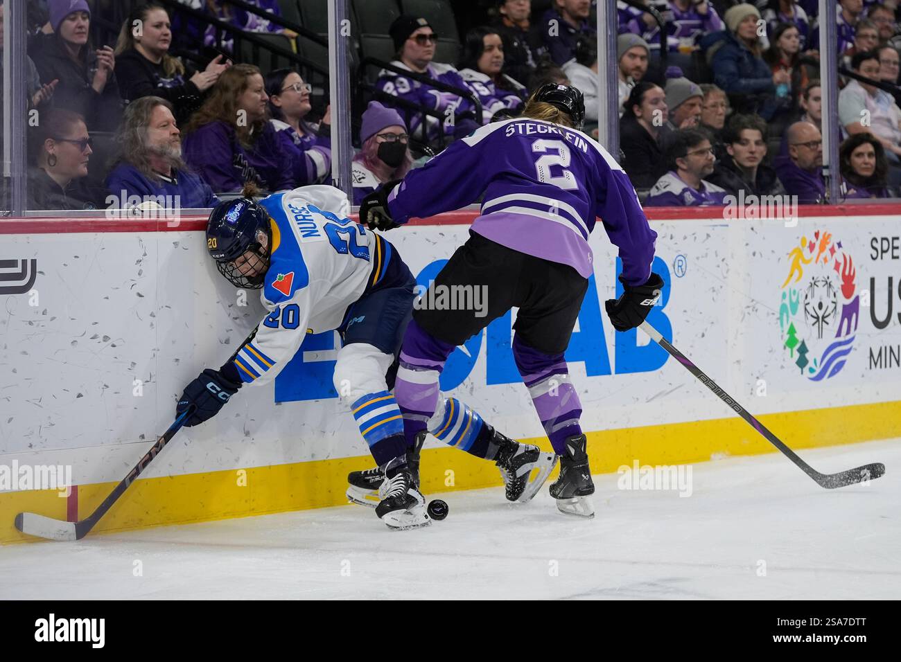 Toronto Sceptres forward Sarah Nurse and Minnesota Frost defender Lee ...