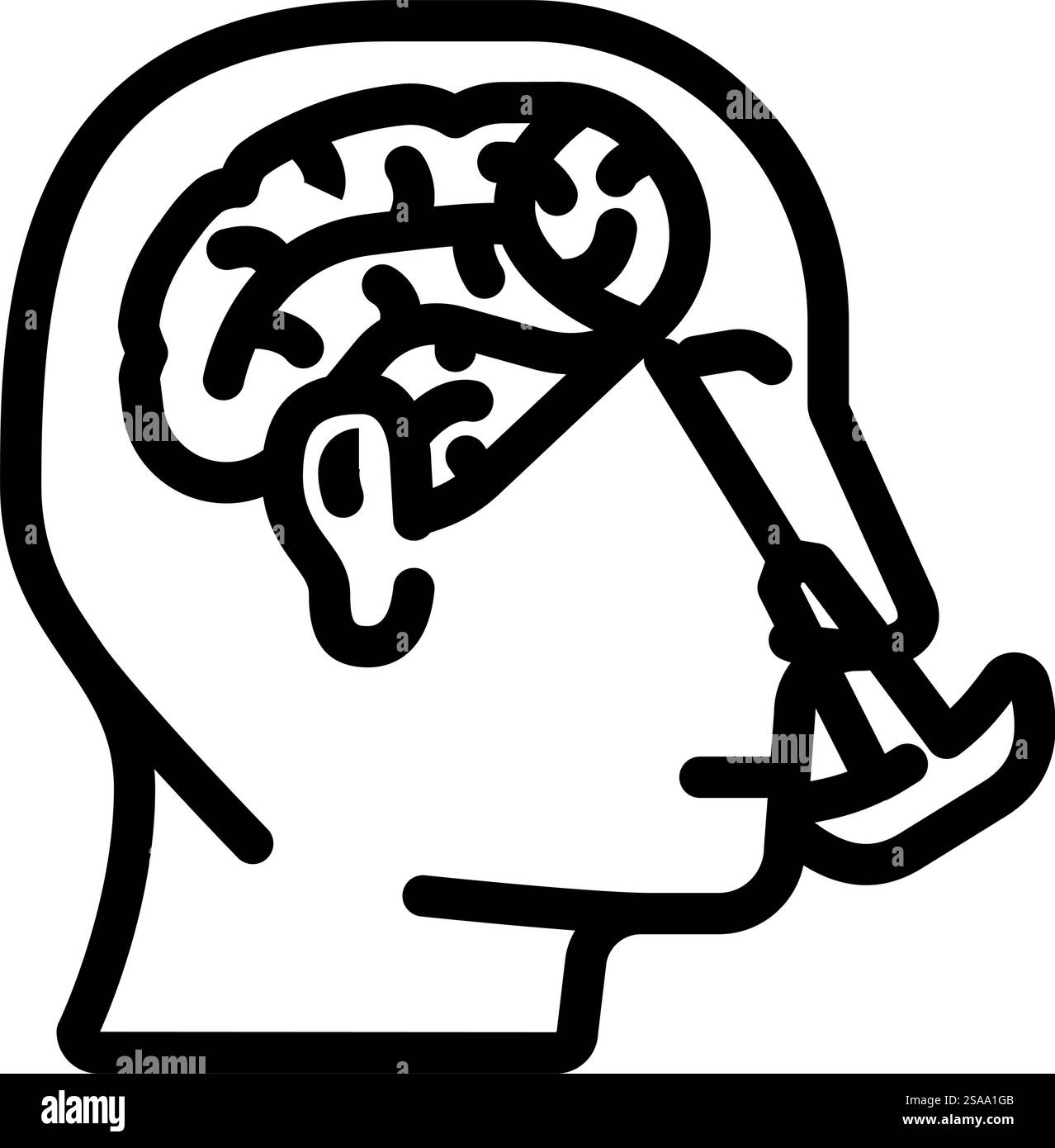 Lobotomie-Chirurgie-Liniensymbol-Vektor. Lobotomie-Operationszeichen ...
