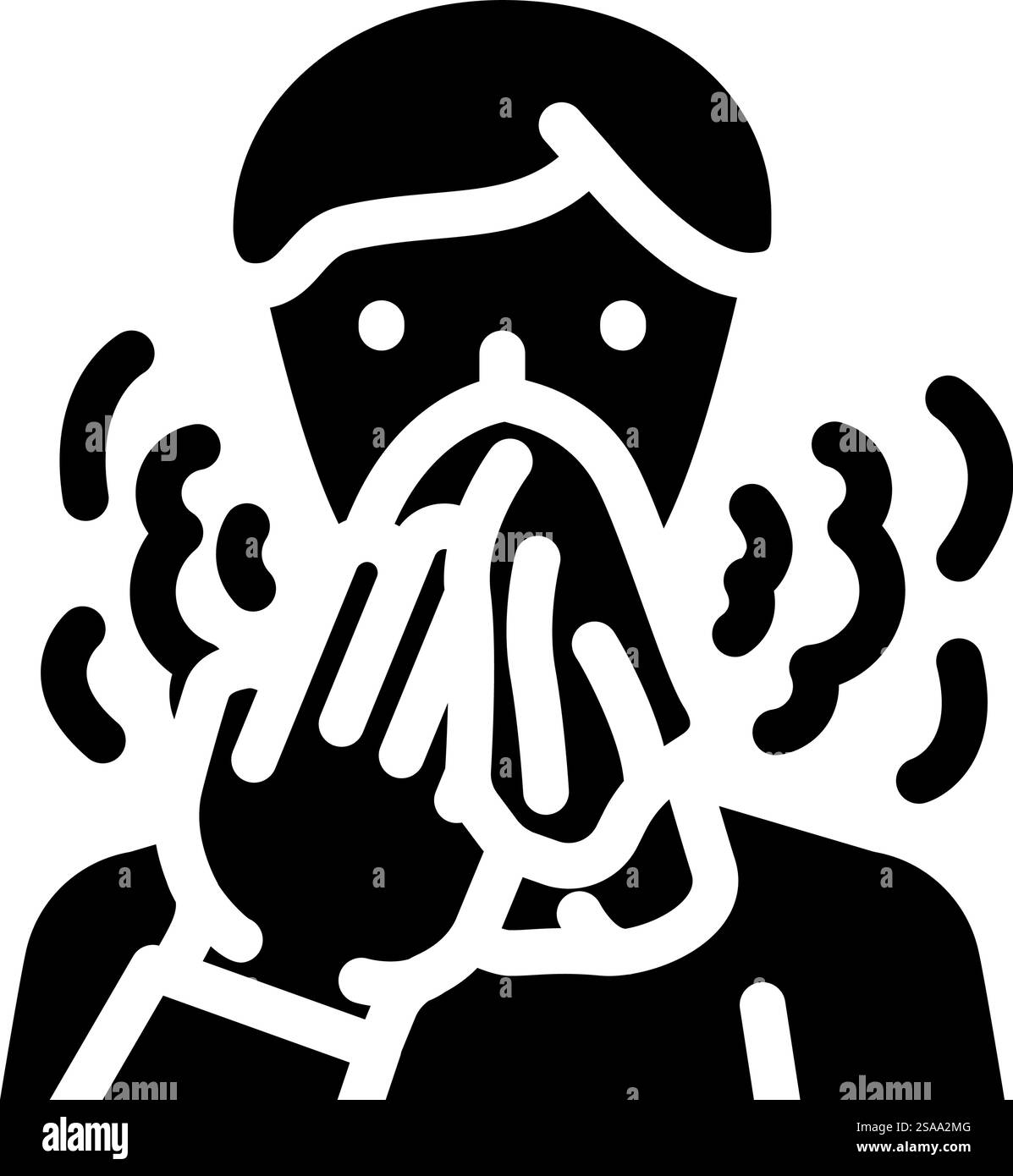 Husten Niesen Krankheit Symptom Glyph Symbol Vektor. Husten-Niesen-Krankheit-Symptom-Zeichen ...