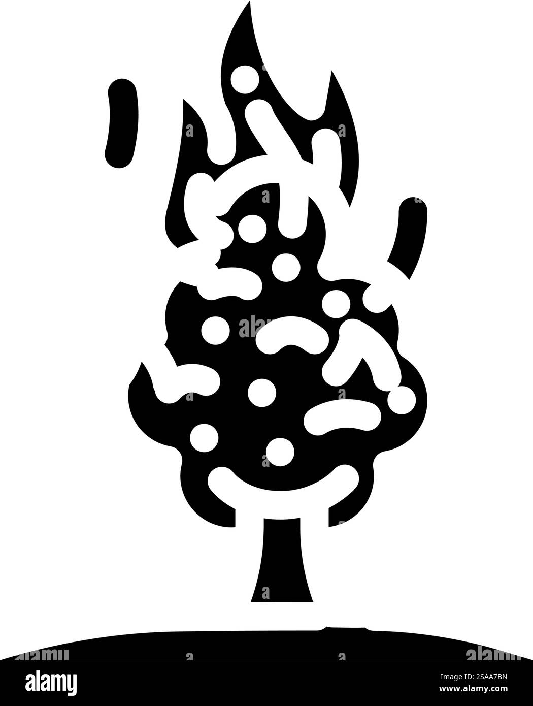 Flammenbaum Waldfeuer Katastrophe Glyphe Symbol Vektor. Flaming Tree ...