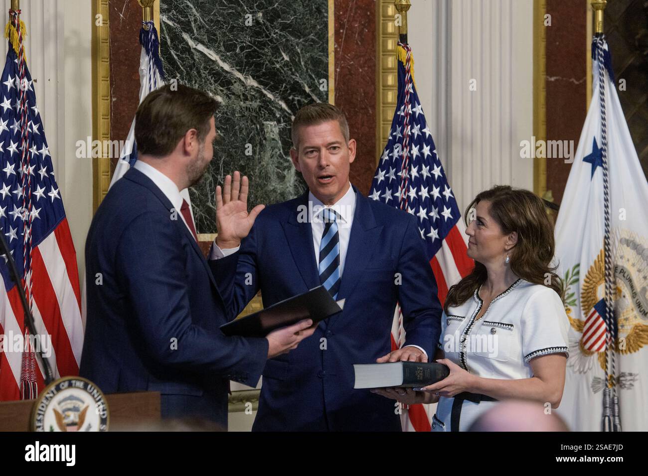 Vice President JD Vance swears in Sean Duffy as Secretary of ...
