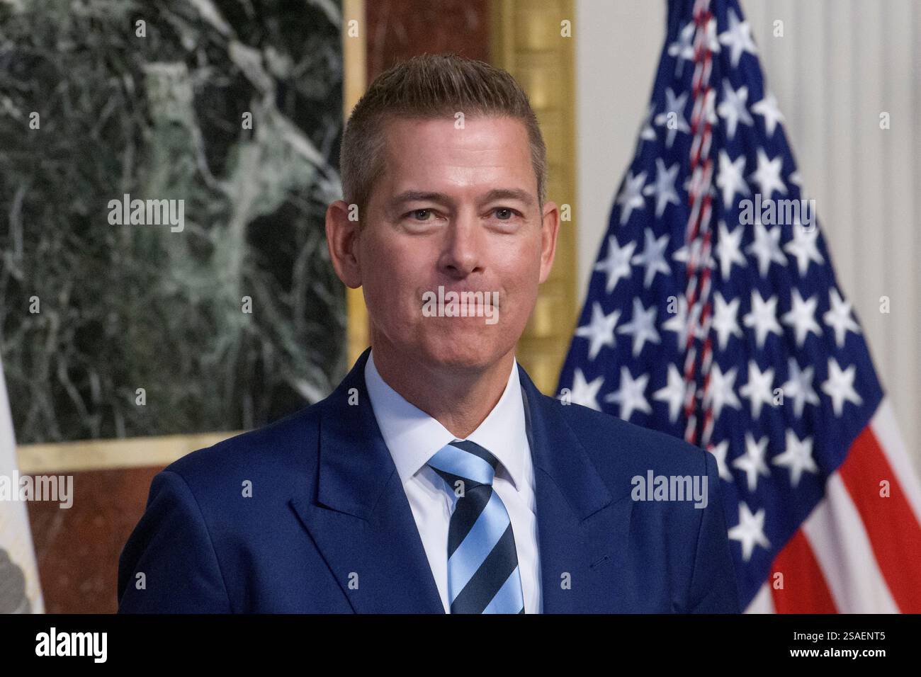 Sean Duffy, President Trump's new Secretary of Transportation waits to ...