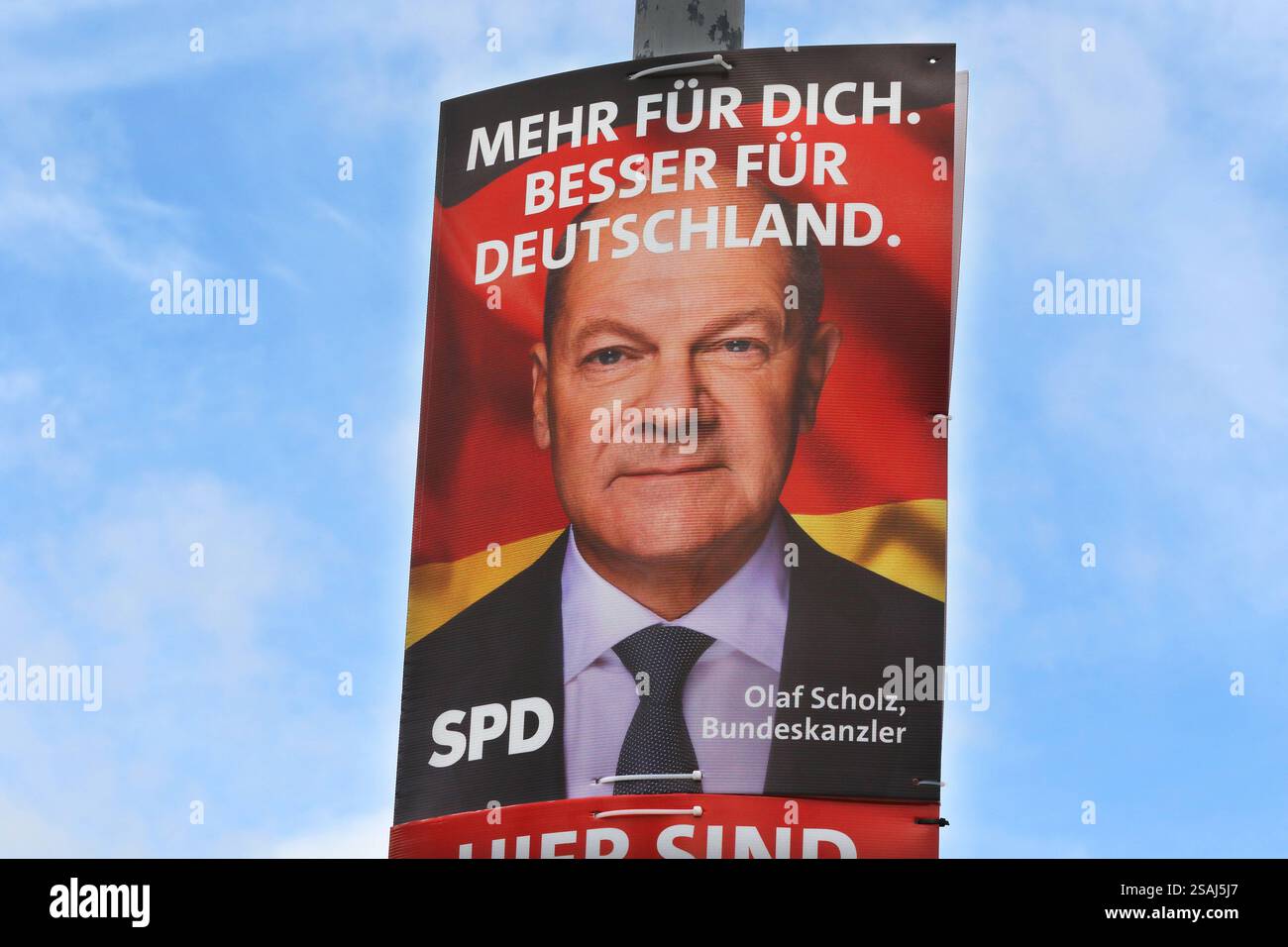 SPD Wahlplakat - Vorgezogene Bundestagswahl am 23. Februar 2025 in Deutschland - Wahl zum 21 ...