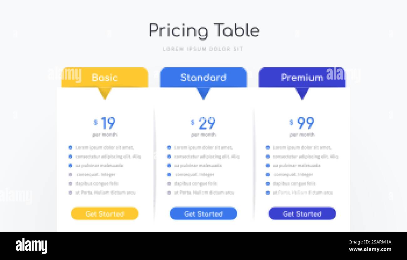 Infografik der Preistabelle mit optionaler Banner-Vektorvorlage ...