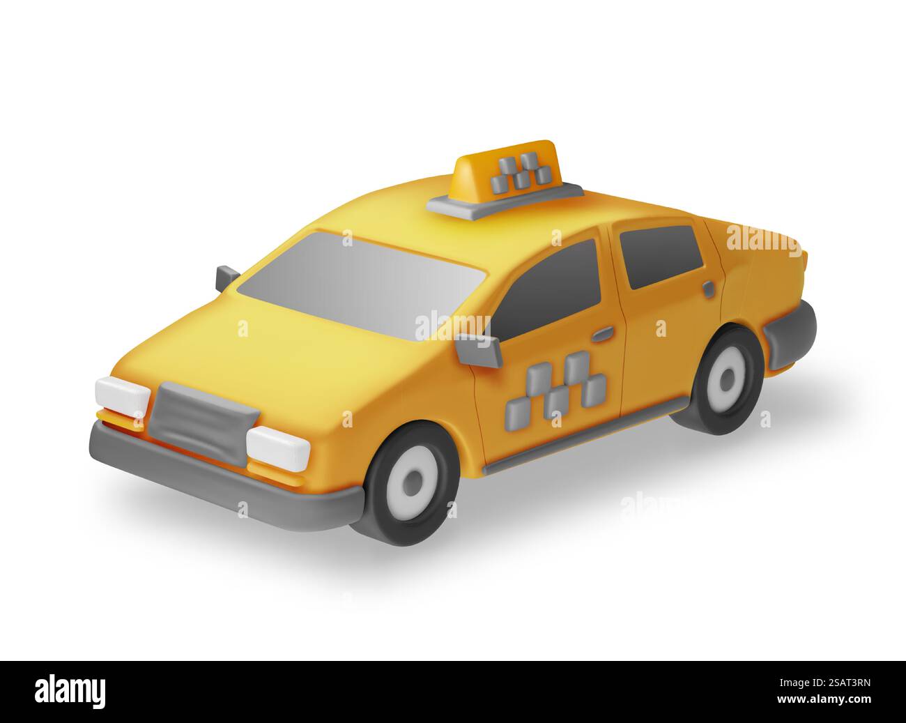 3D Taxi Car Limousine isoliert auf weißem Hintergrund. Gelbes Taxi Cab ...